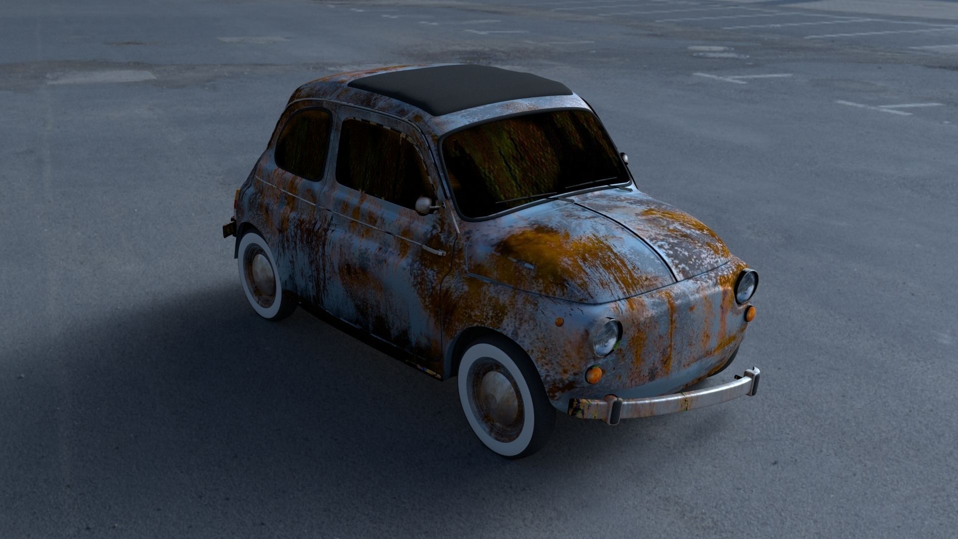 Fiat 500 Nuova 1957 rusty HDRI 3D model | CGTrader