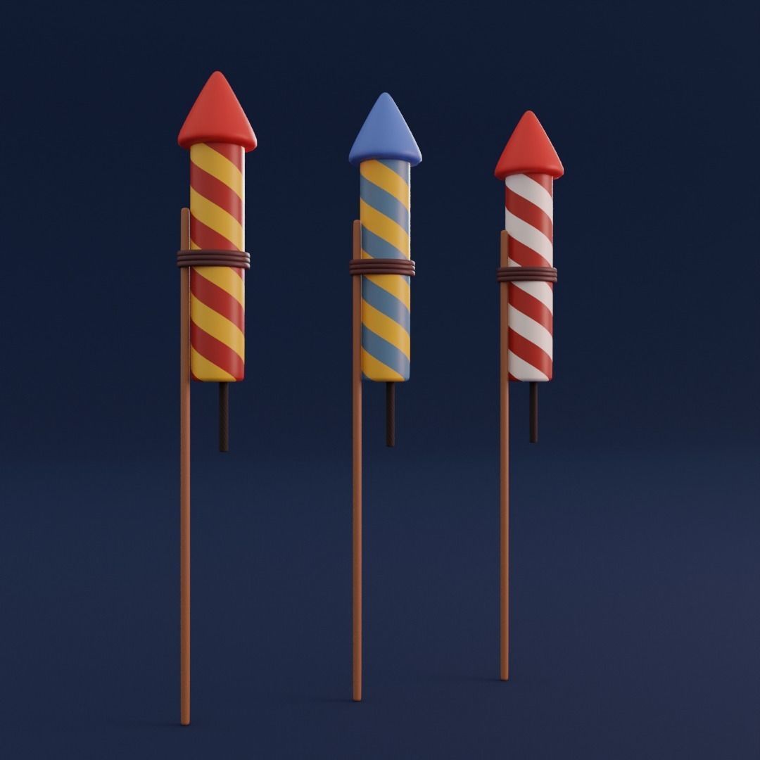 3D model Cartoon Fireworks Firecracker VR / AR / low-poly | CGTrader