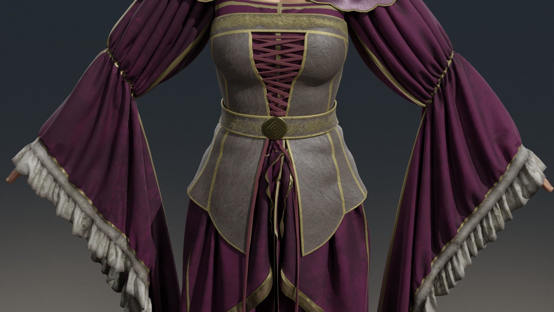 Long sleeved wizard robe 3D model | CGTrader