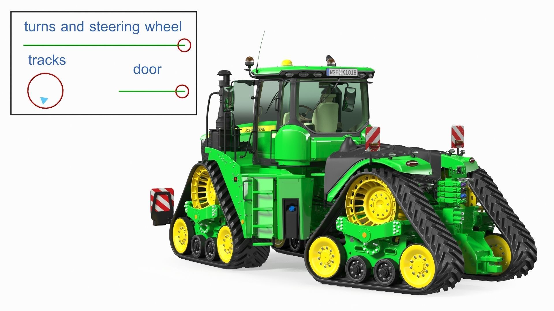John Deere Four Track 9RX Series Tractor Clean 3D model | CGTrader