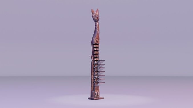 Wooden cat CD tower holder high-poly 3D model | CGTrader
