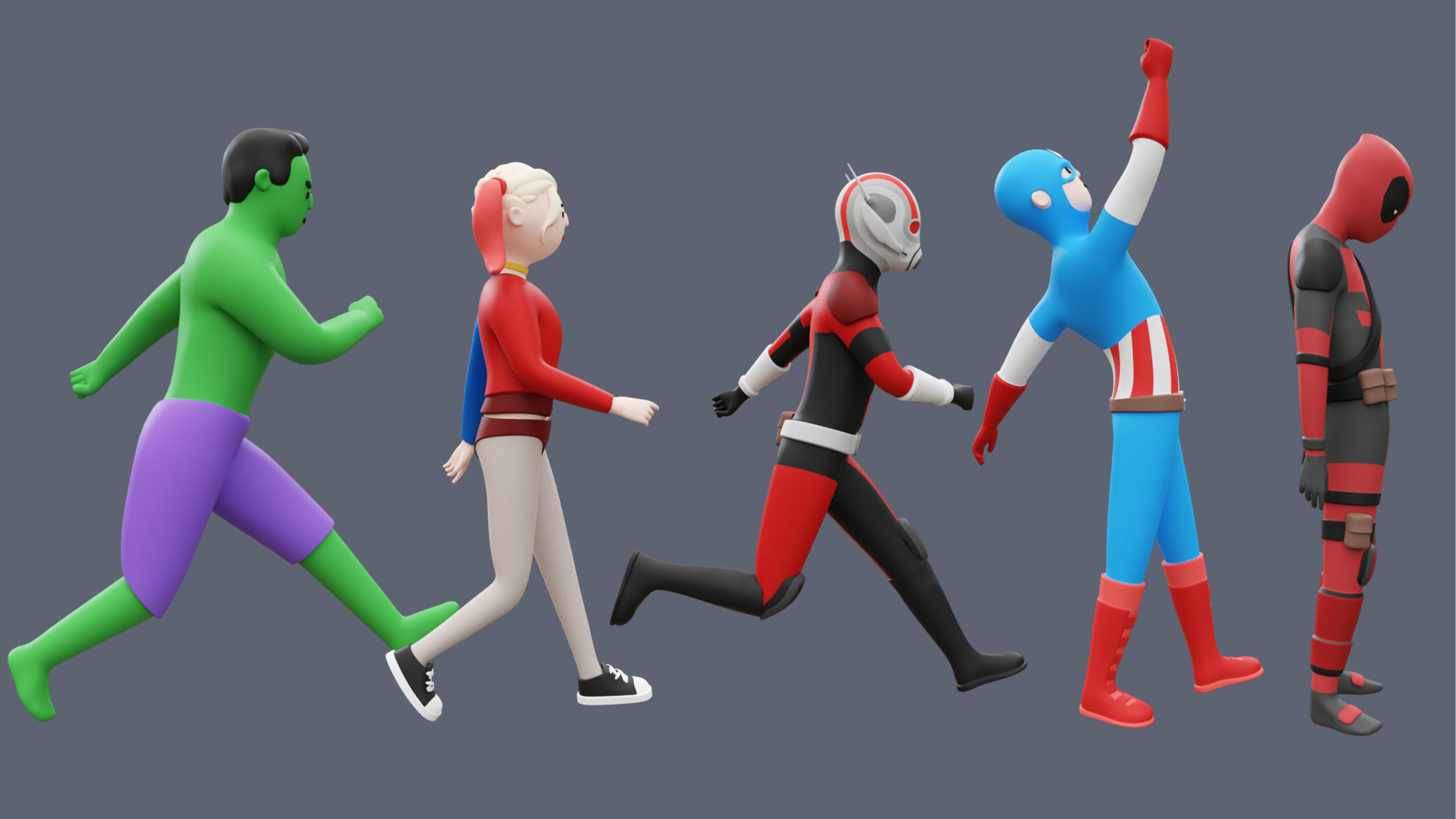 3D model superheroes characters 3 07 VR / AR / low-poly rigged animated ...