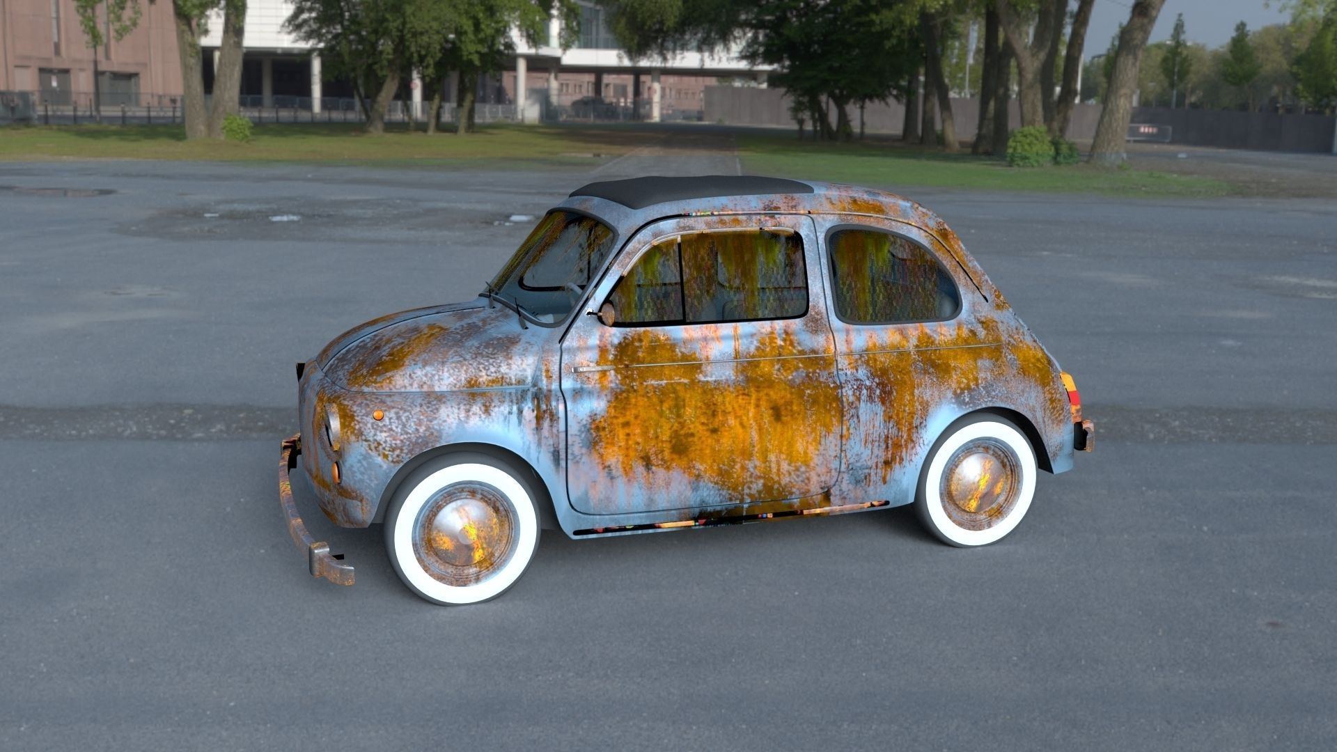 Fiat 500 Nuova 1957 with interior rusty HDRI 3D model | CGTrader