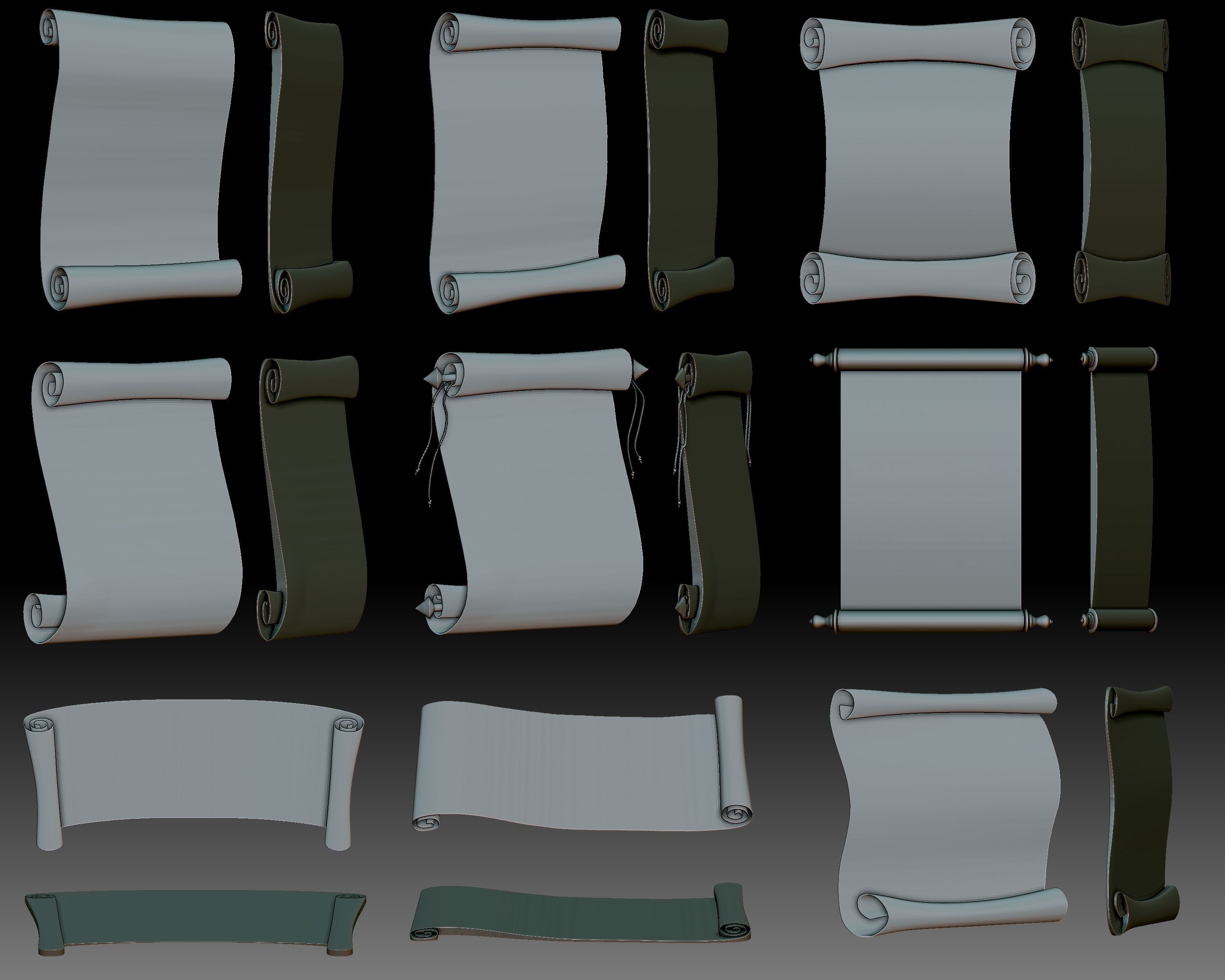 Scrolls 3D relief for CNC router or 3D printer 3D model 3D printable ...