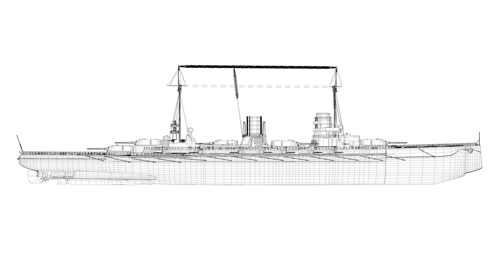 Moltke Class Battlecruiser 3D model rigged | CGTrader