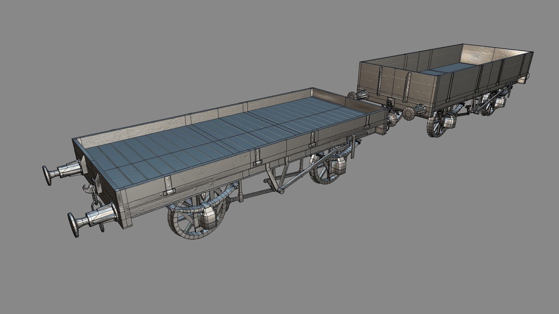 3D model 1-plank - 3plank rail wagon VR / AR / low-poly | CGTrader