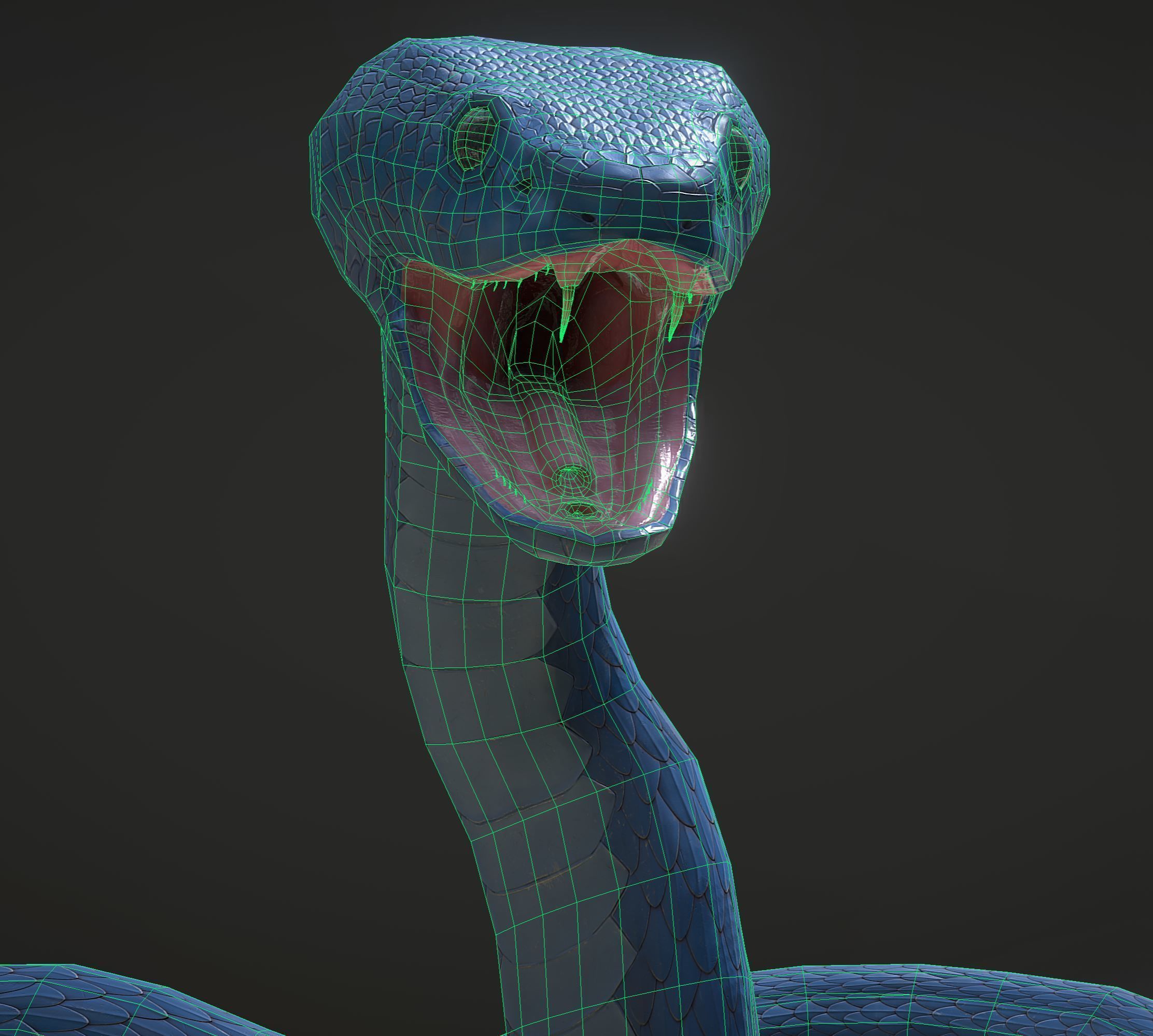 3D model Snake - Blue Viper with animations VR / AR / low-poly rigged ...