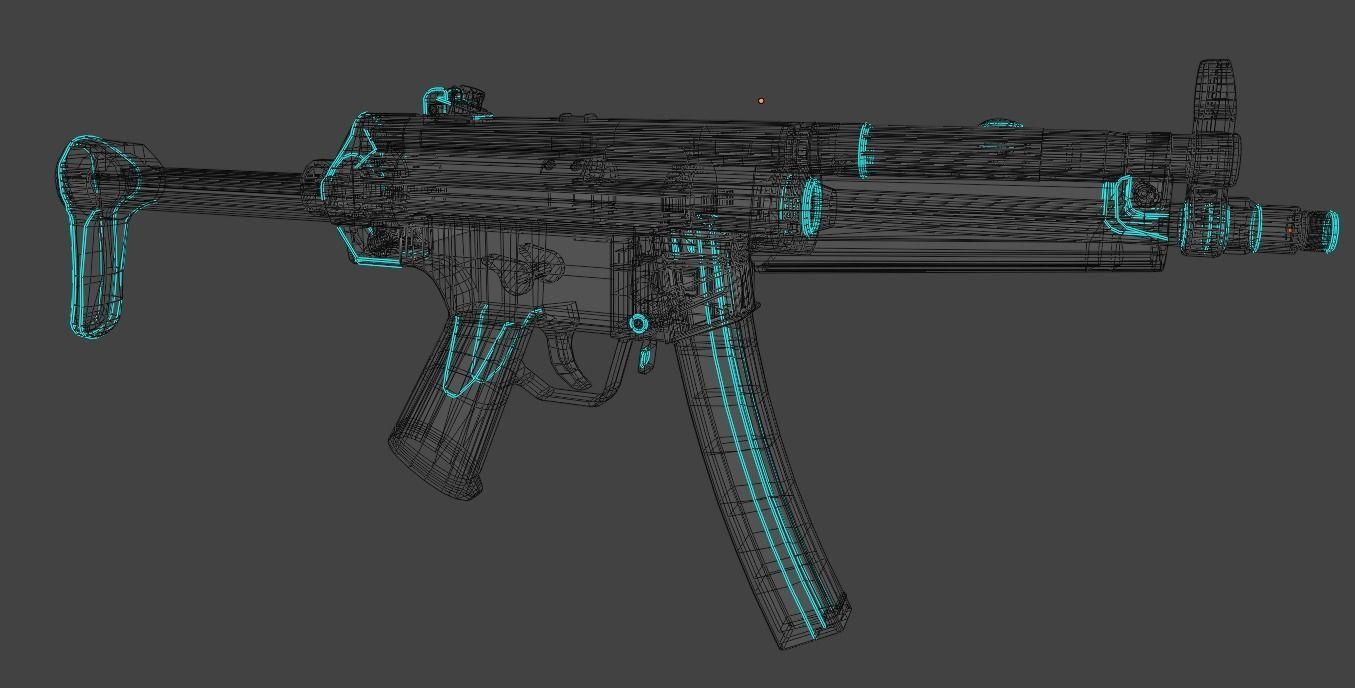 3D model HK Machine Pistole 5 9x19mm Submachine Gun MP5 VR / AR / low ...