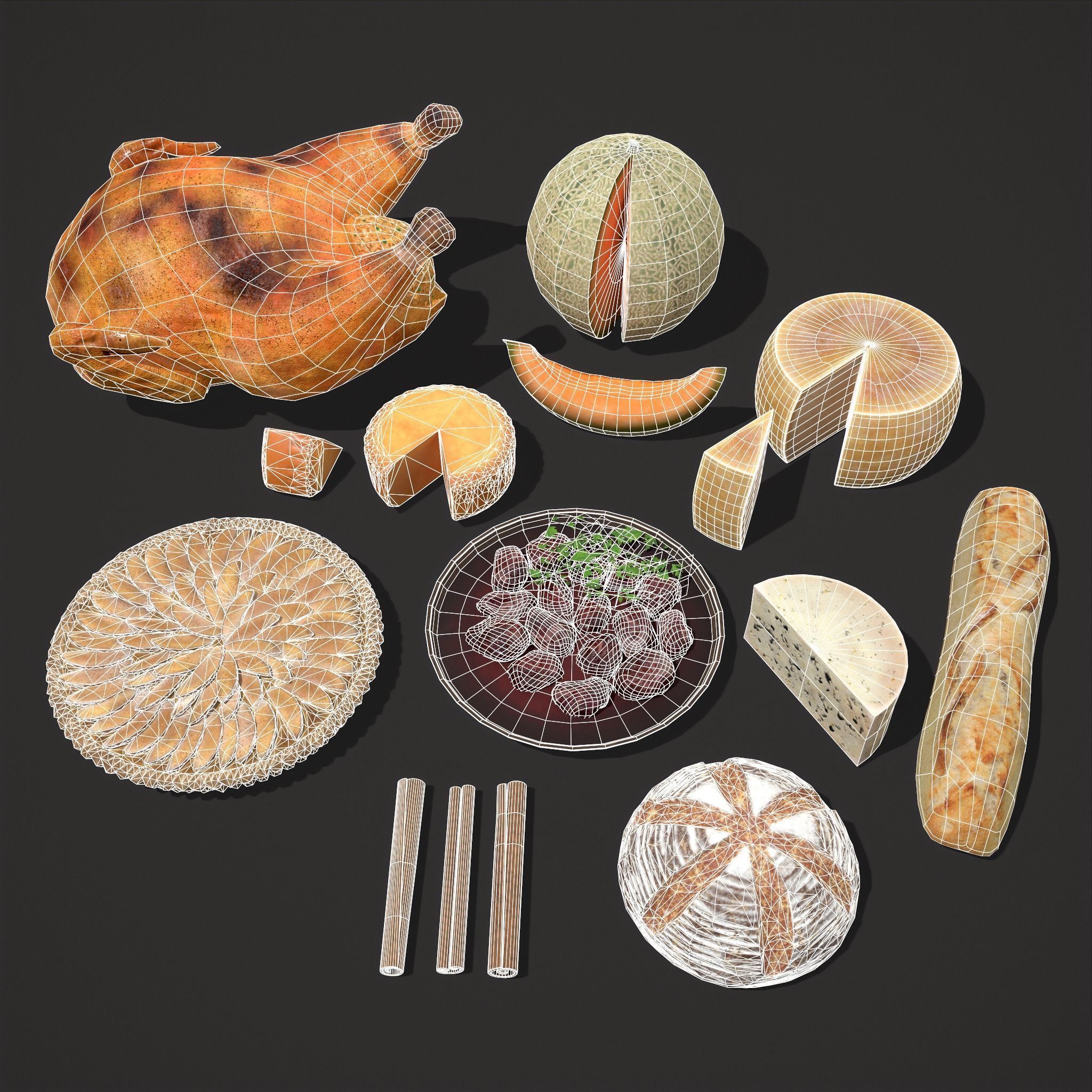 3D Model Collection Medieval Foods Mix Two VR / AR / low-poly | CGTrader