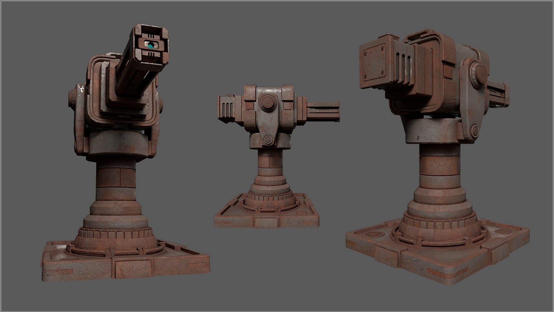 3D model Rusty Retrofuturism Laser Turret VR / AR / low-poly | CGTrader
