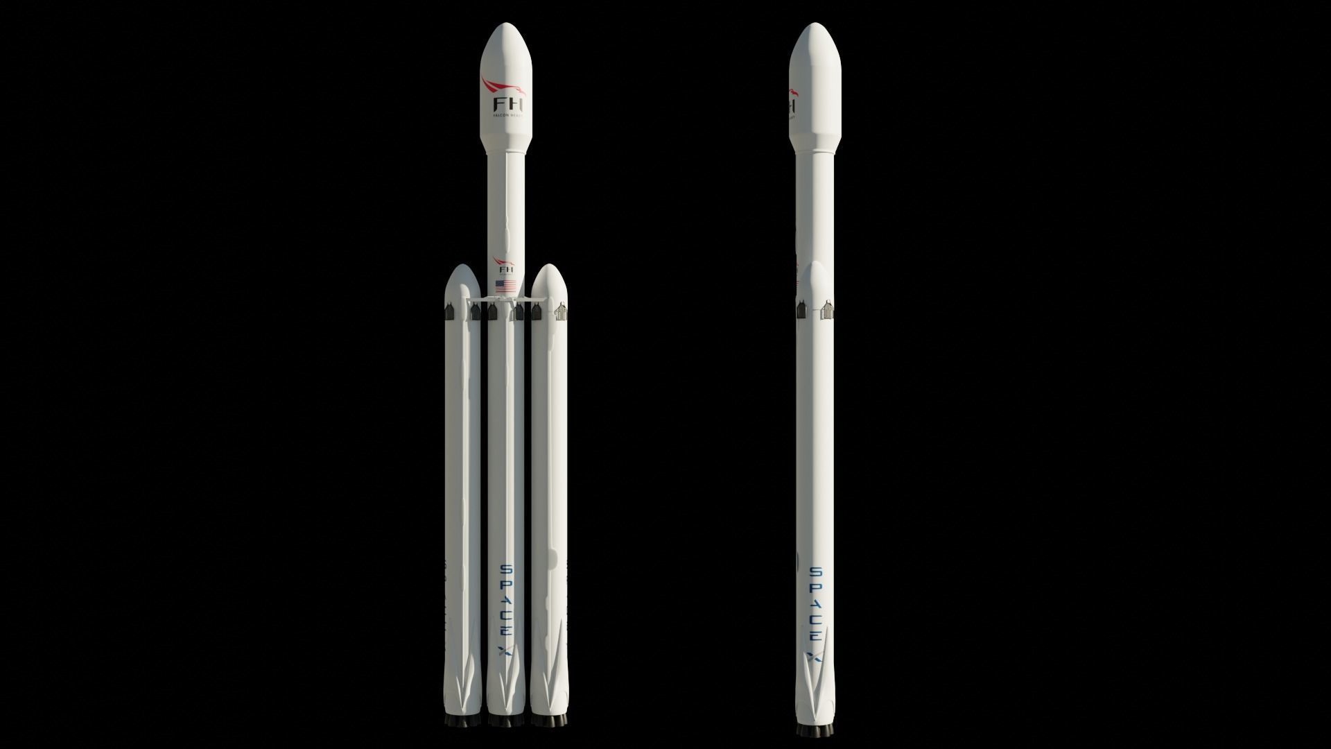 Spacex Falcon Heavy 3D model animated rigged | CGTrader