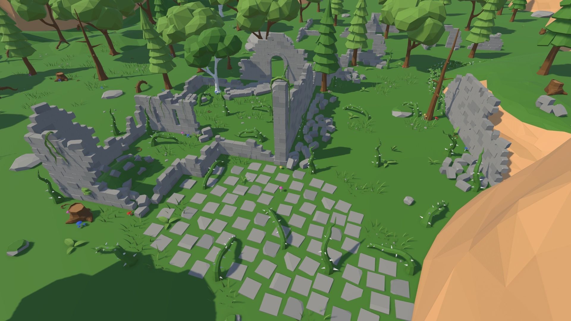 3D model Low Poly Medieval Fantasy Ruins VR / AR / low-poly | CGTrader