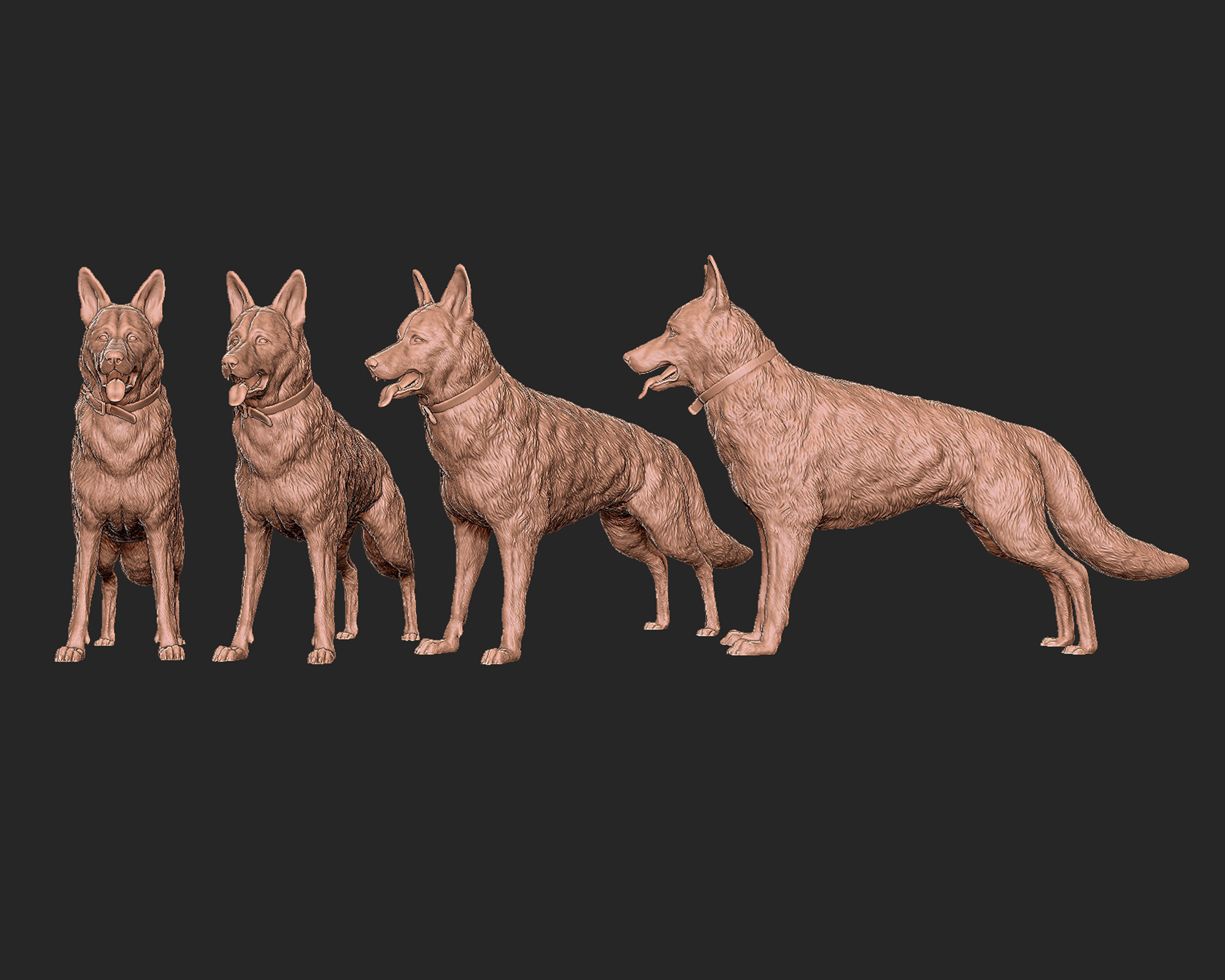German Shepherd model 3D model 3D printable | CGTrader