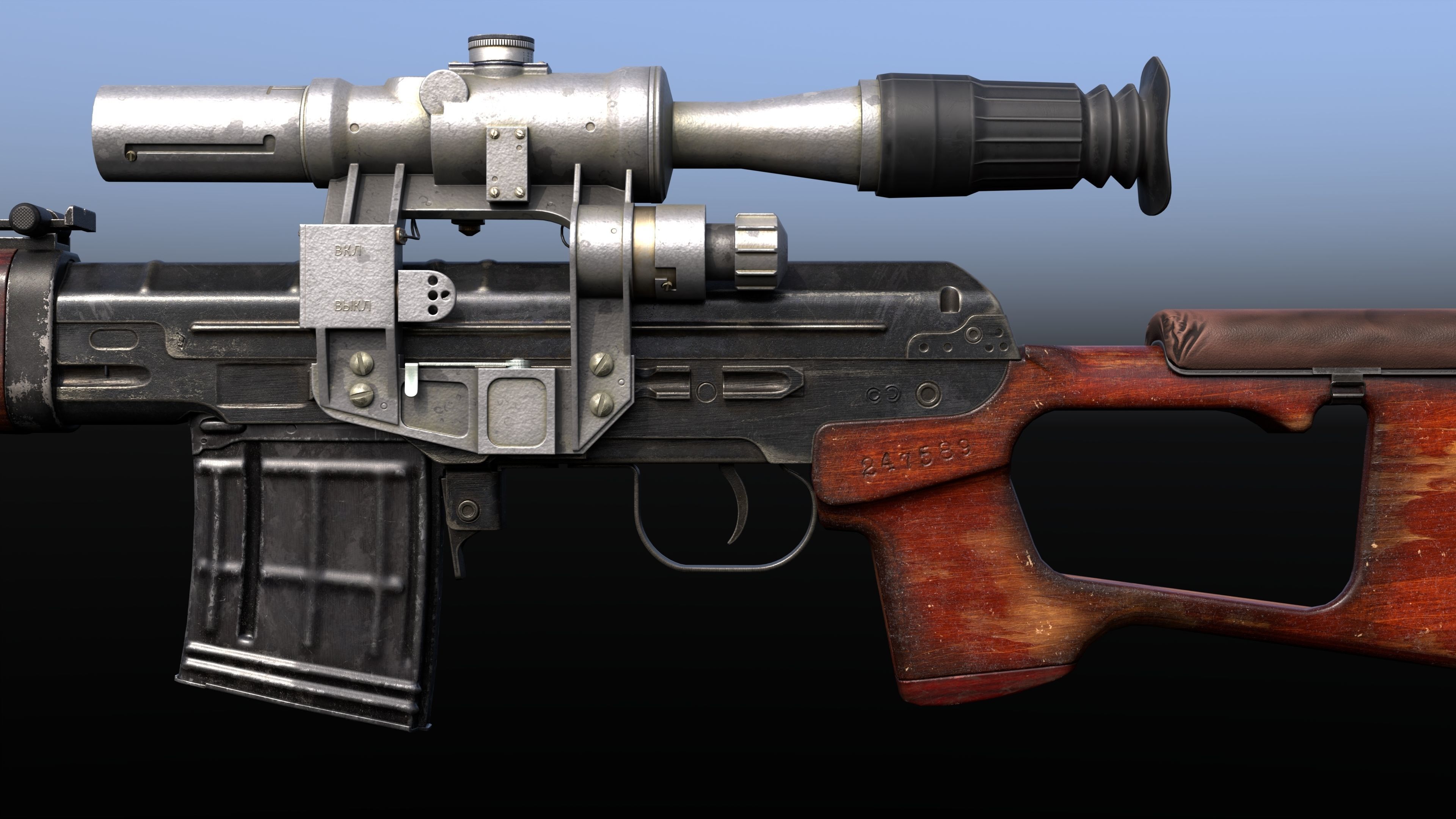 3D model SVD Sniper Rifle Dragunov wich PSO-1 VR / AR / low-poly | CGTrader