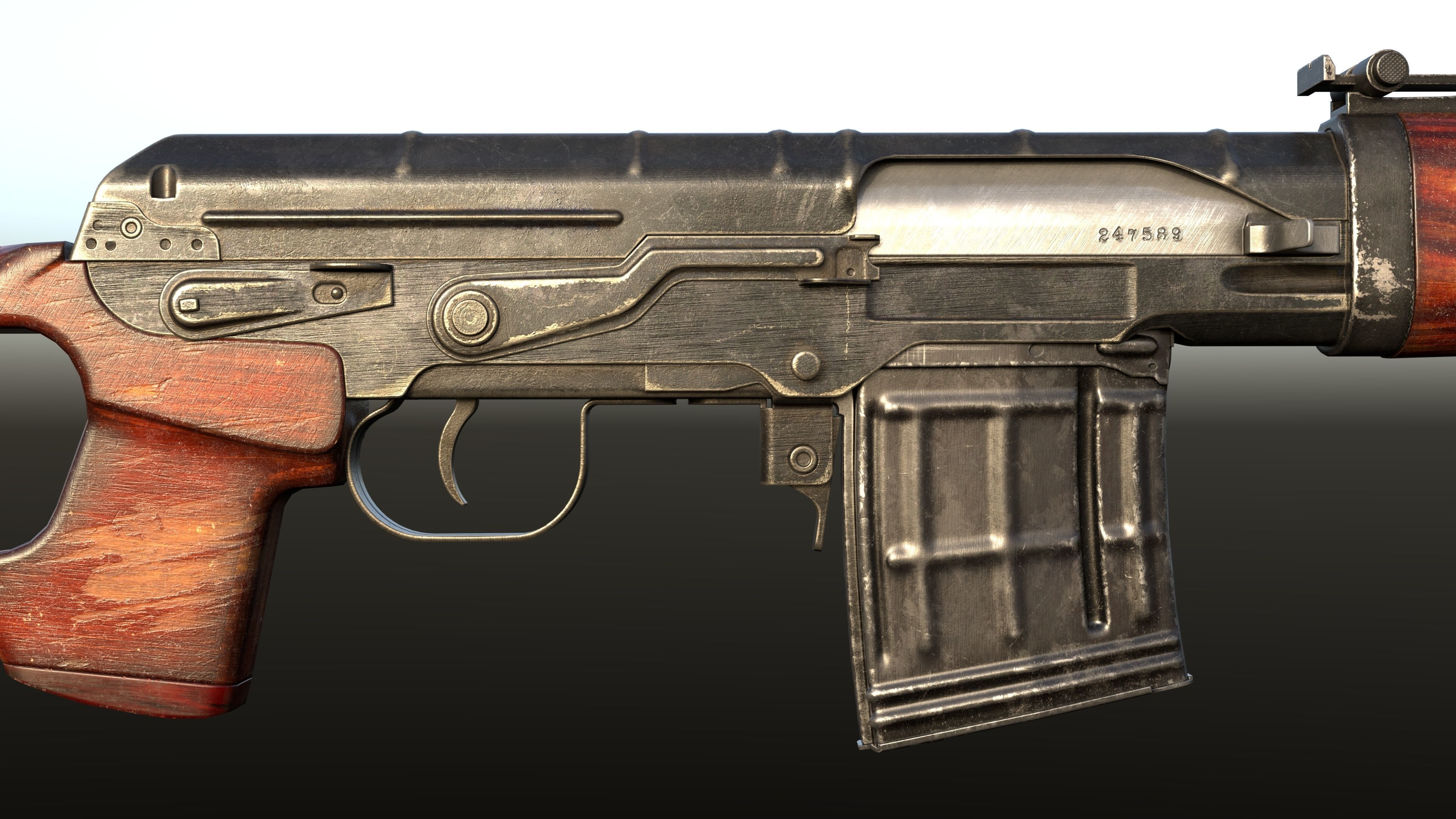 3D model SVD Sniper Rifle Dragunov wich PSO-1 VR / AR / low-poly | CGTrader