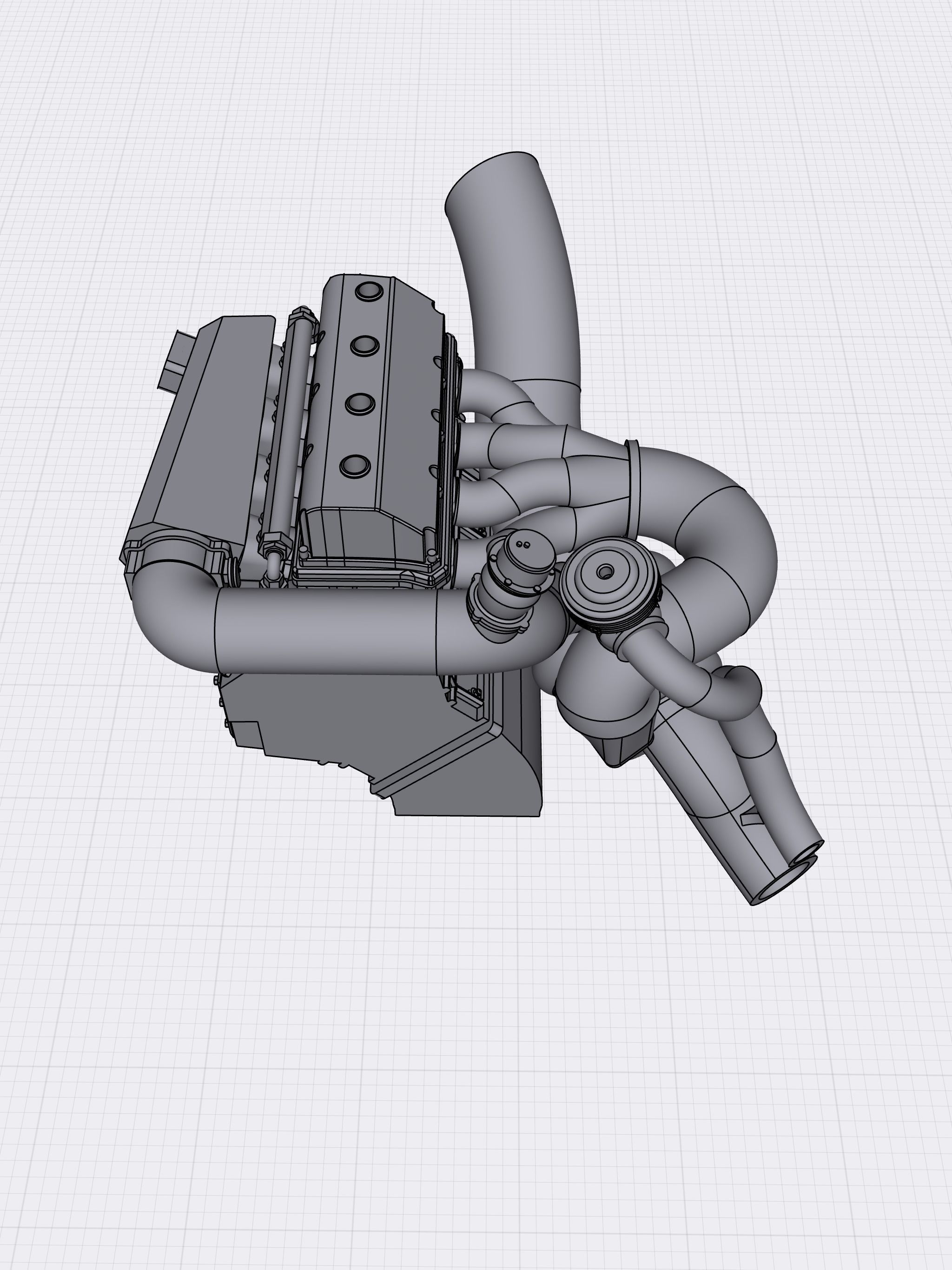 HEMI 4 cylinder Turbo Drag Engine Half Hemi Straight 4 3D model 3D ...