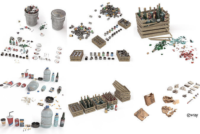 Big collection of garbage | CGTrader