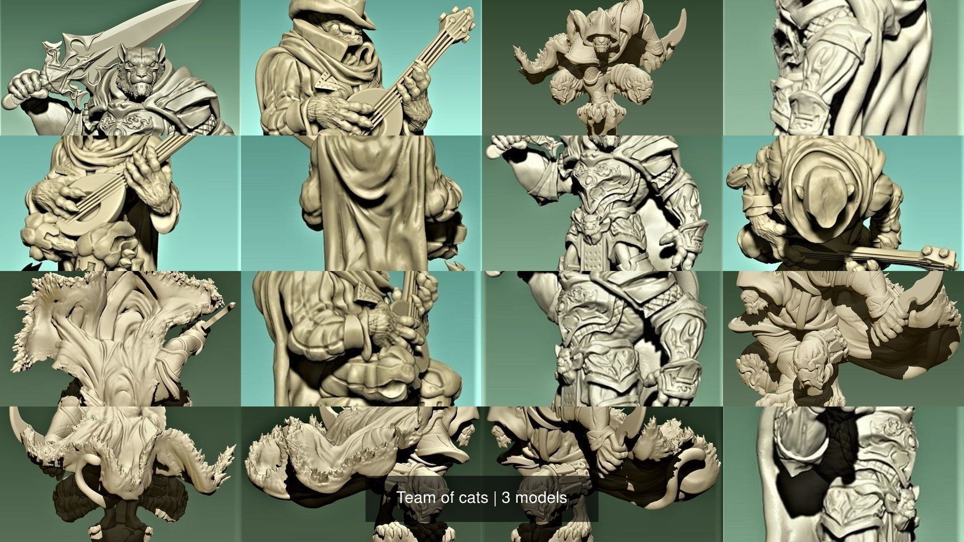 Team of cats 3D Model Collection | CGTrader
