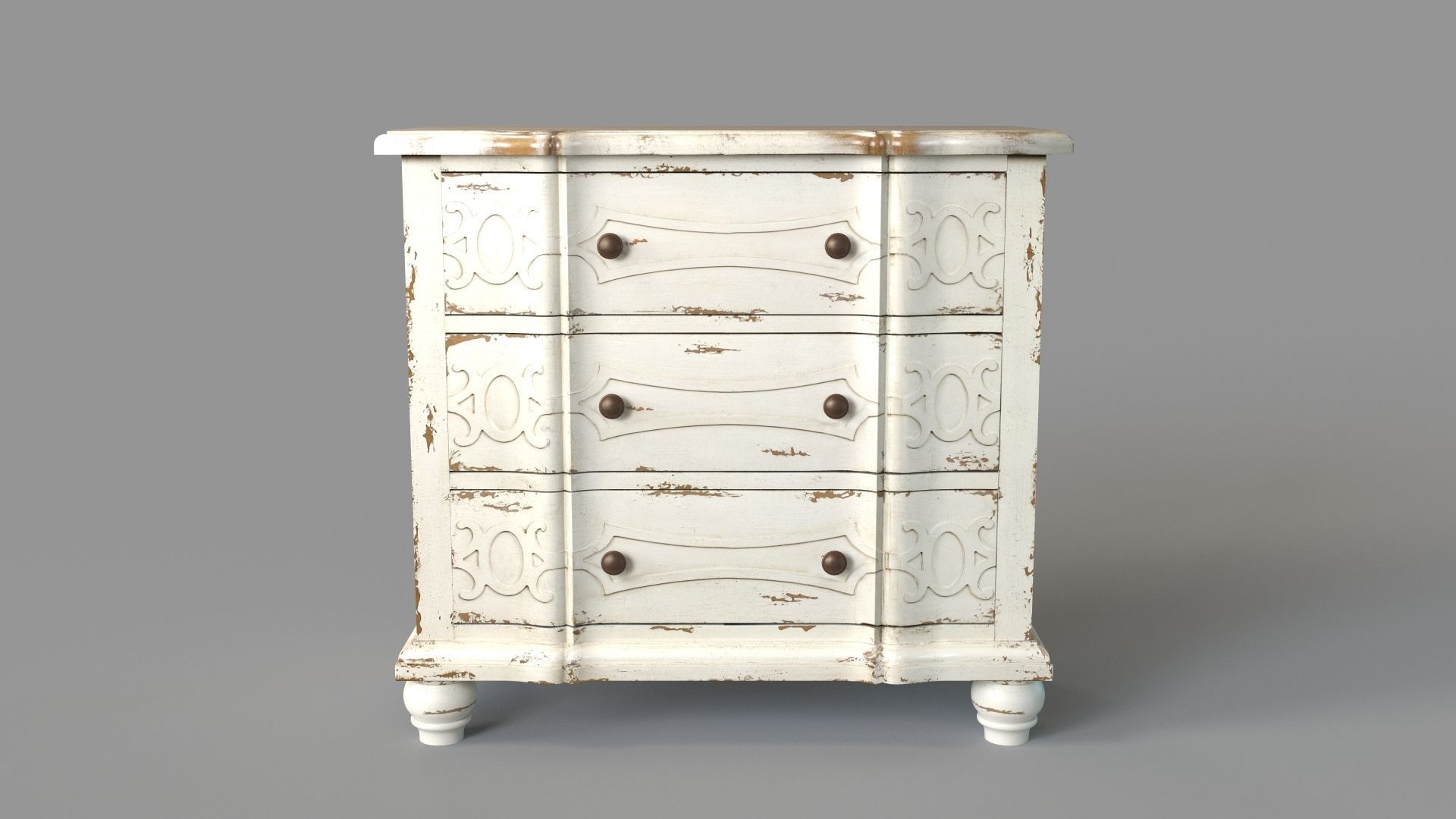Distressed Chest White 3D model | CGTrader