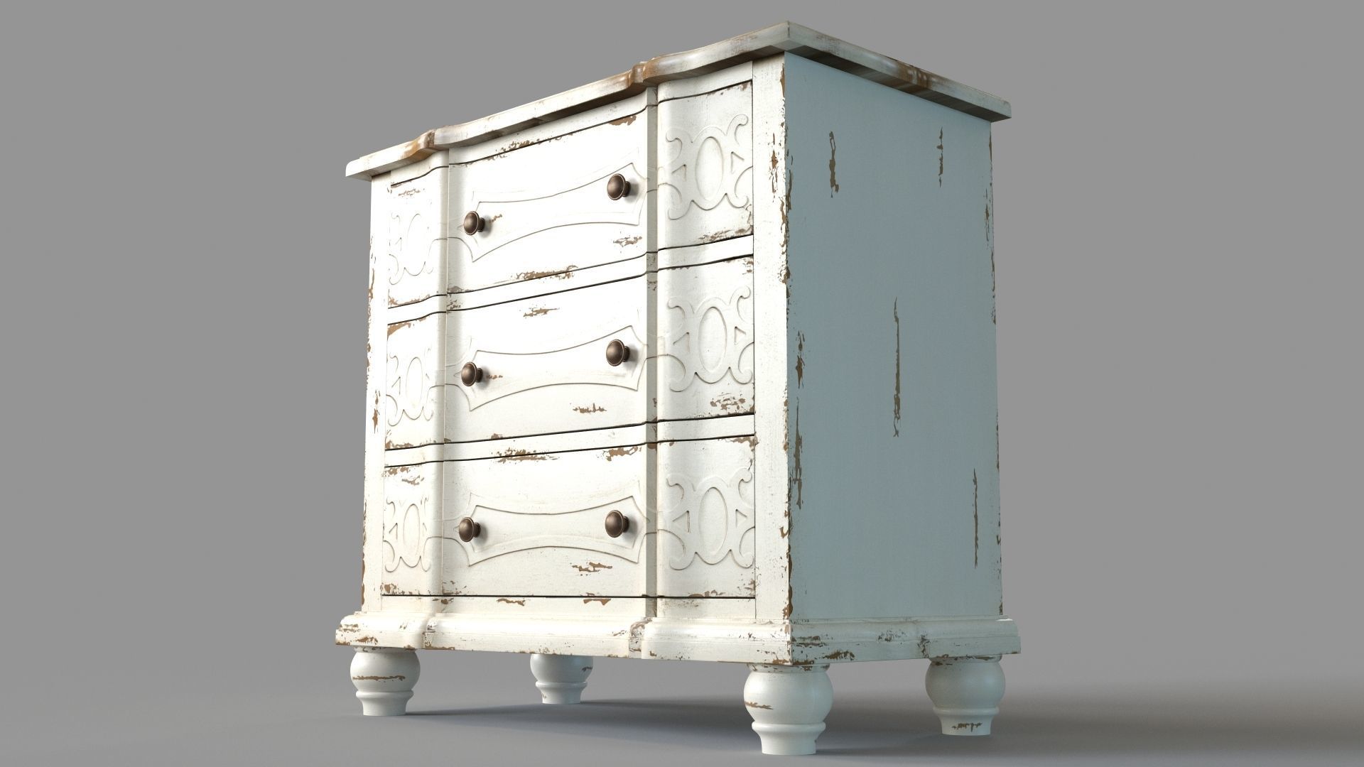 Distressed Chest White 3D model | CGTrader