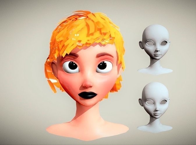 Stylized Female Head base mesh 3D model | CGTrader