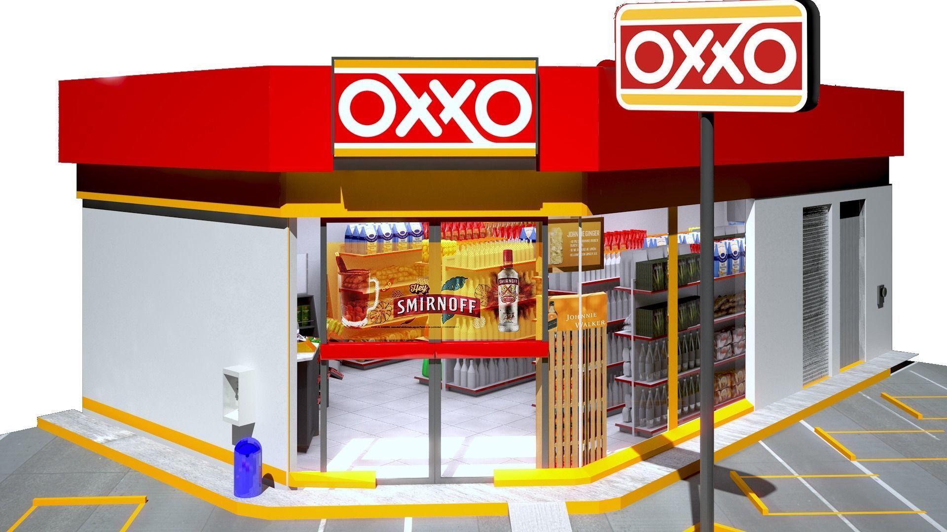 OXXO CONVENIENCE STORE 3D model rigged | CGTrader