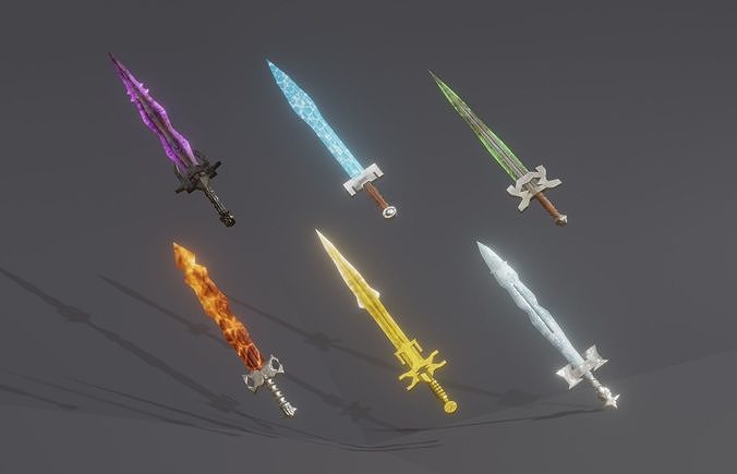 6 Elemental swords - magic swords 3D Model Collection | CGTrader