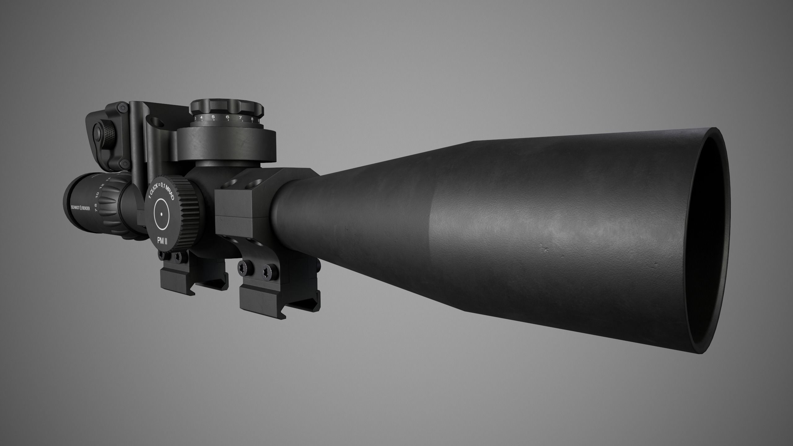 3D model Barrett BORS with Scope Leupold Mark 4-14x50mm VR / AR / low ...