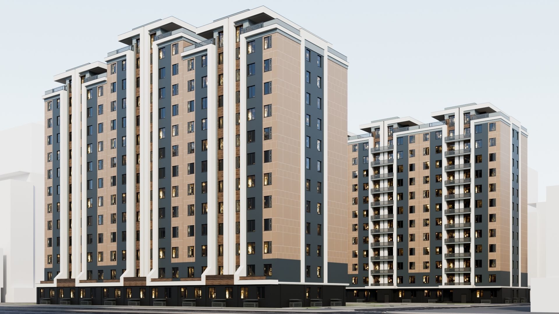 Exterior Apartment Building 12 Floors 3D model | CGTrader