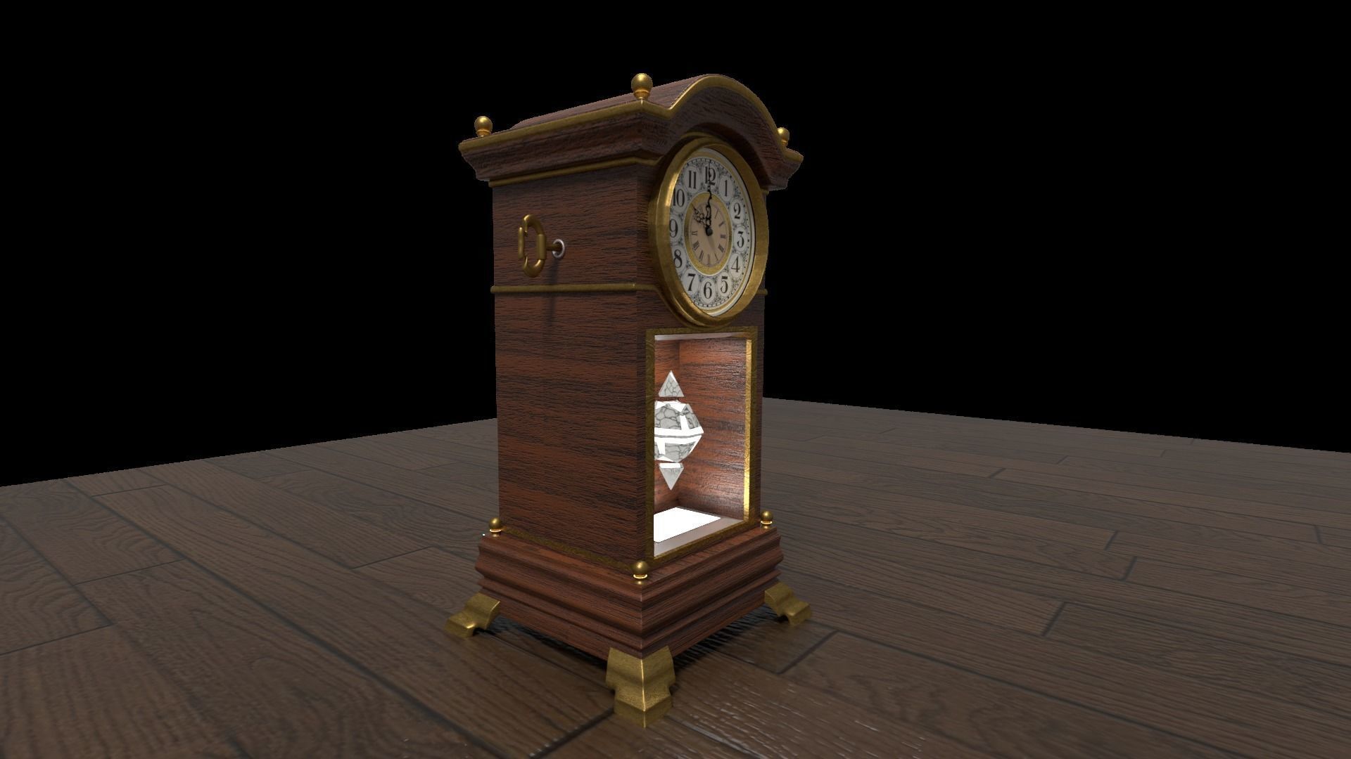 3D model clock grandfather on wooden table VR / AR / low-poly | CGTrader