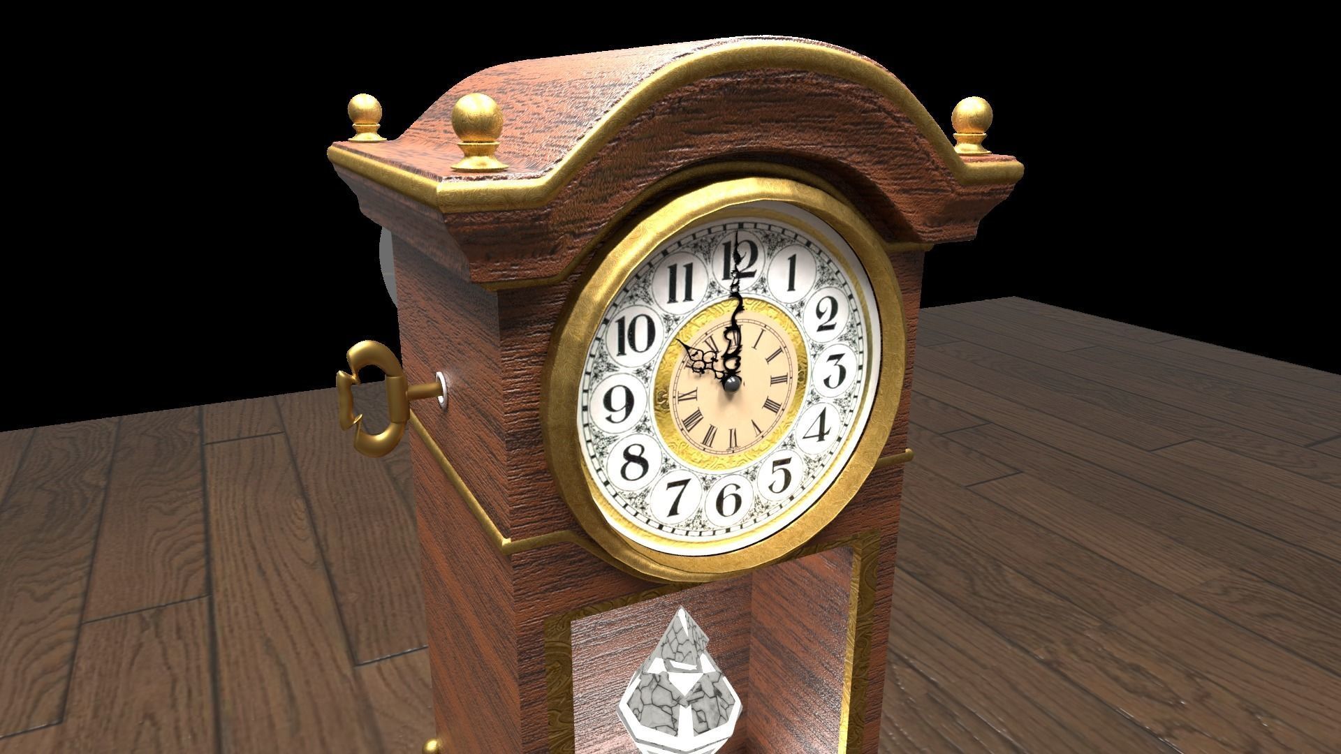 3D model clock grandfather on wooden table VR / AR / low-poly | CGTrader