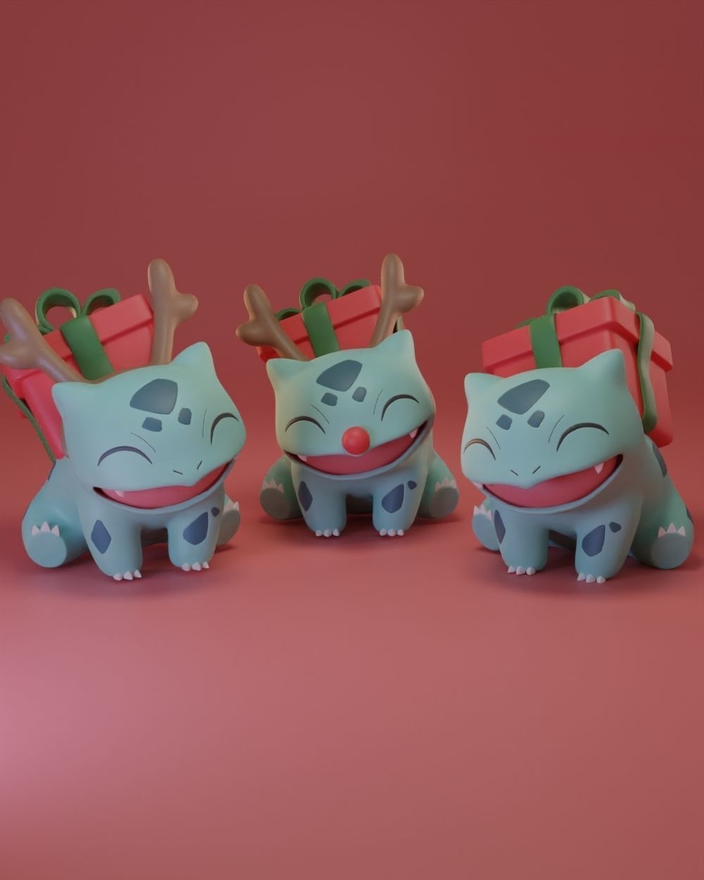 Pokemon - Christmas Bulbasaur with 3 versions 3D model 3D printable ...