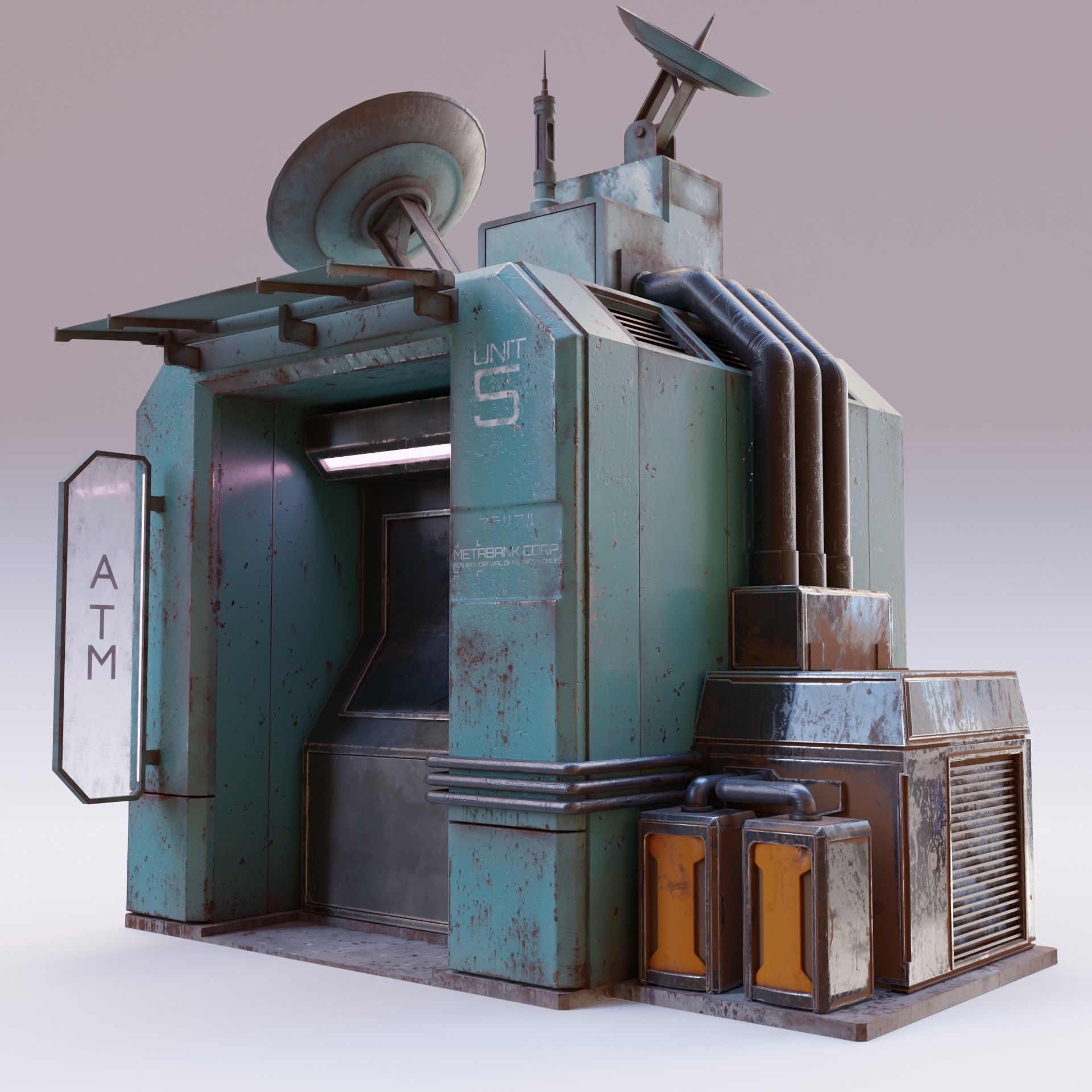 3D model Cyberpunk City Assets - 01 The ATM VR / AR / low-poly | CGTrader