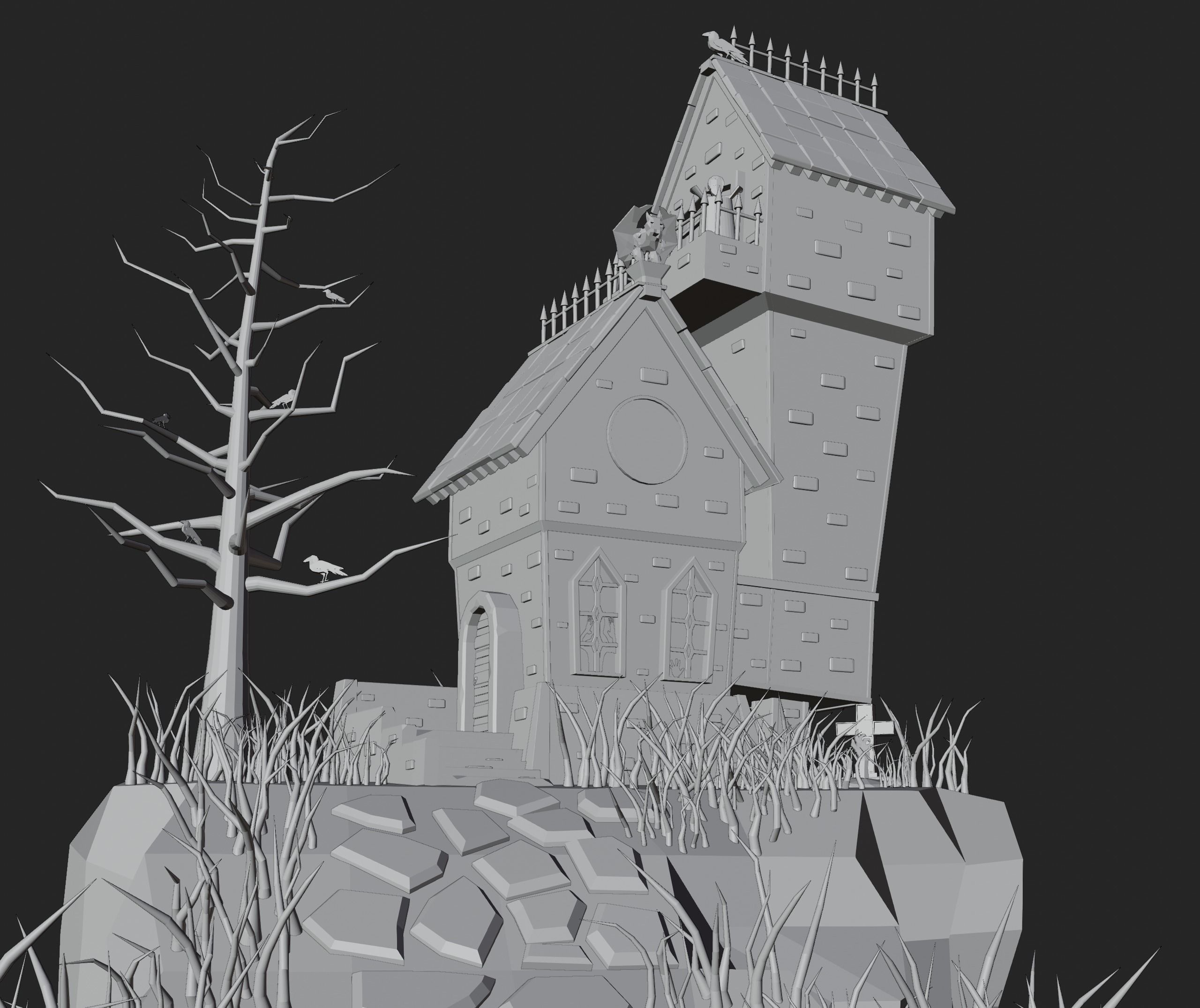 3D model Vampire scary house VR / AR / low-poly | CGTrader