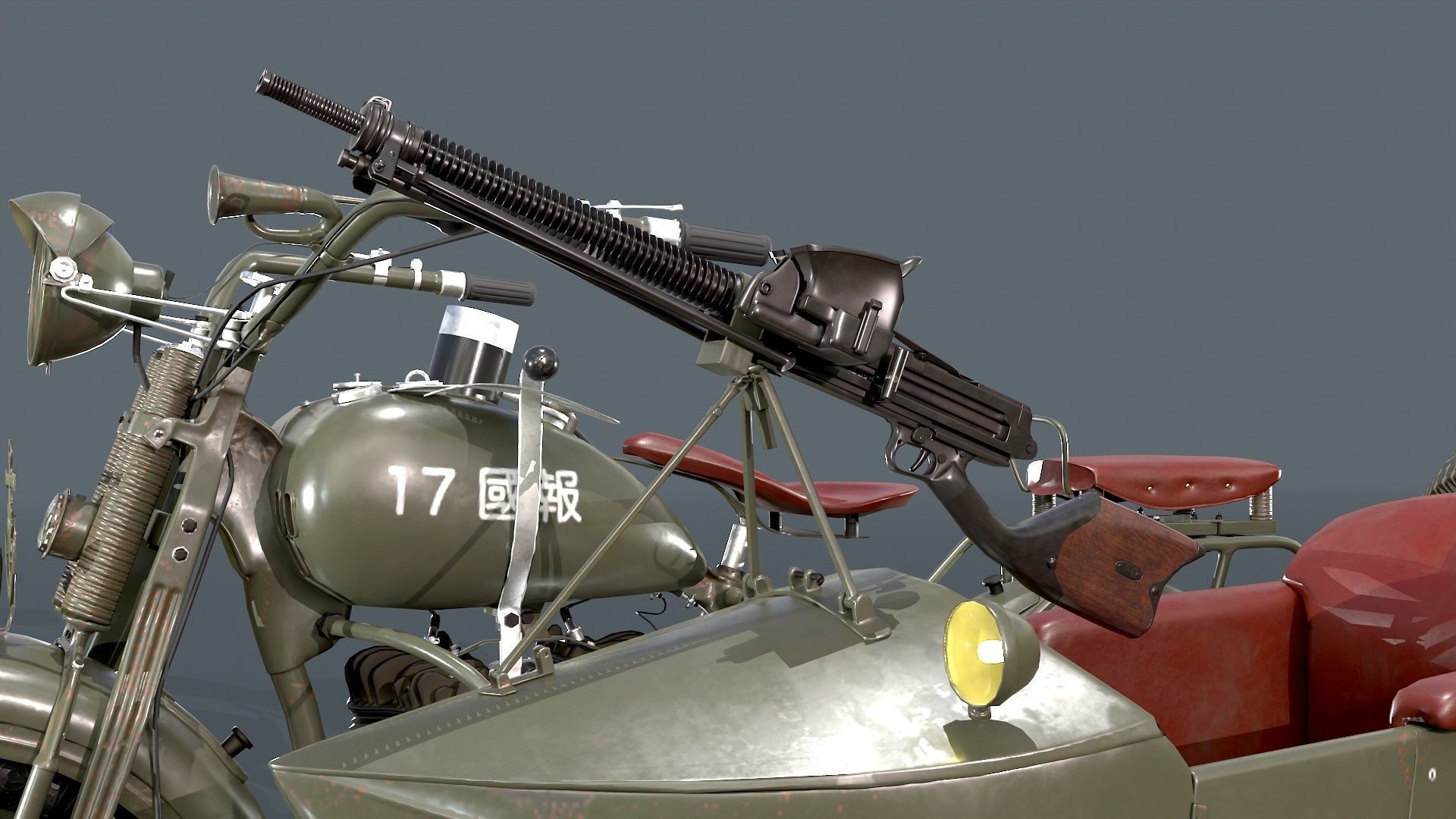 3D model Kurogane Type 95 with Nambu Type 11 machine gun VR / AR / low ...