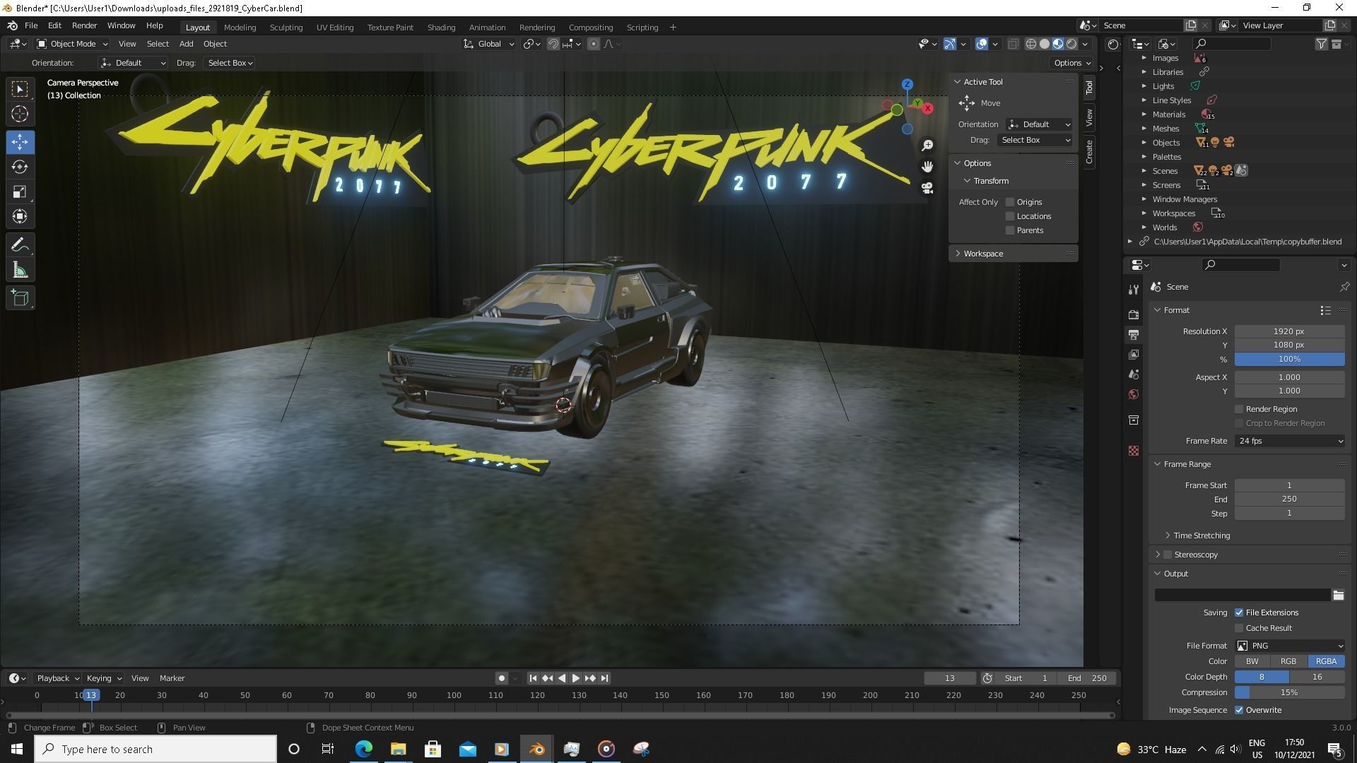 Cyber car free 3D model rigged | CGTrader