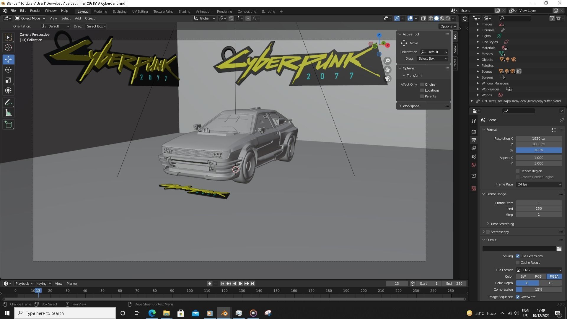 Cyber car free 3D model rigged | CGTrader