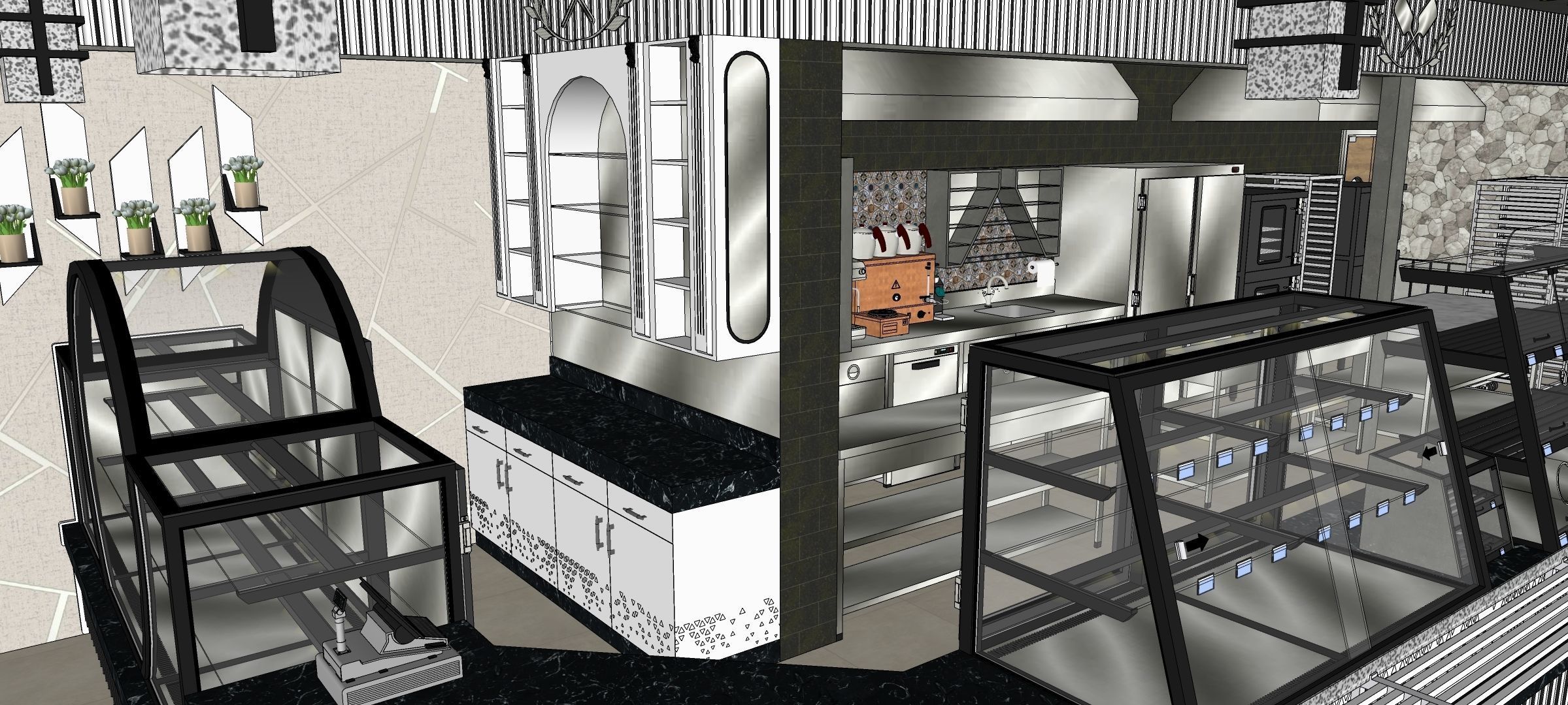bakery pastry display cases patisserie oven bread shop 3D model | CGTrader