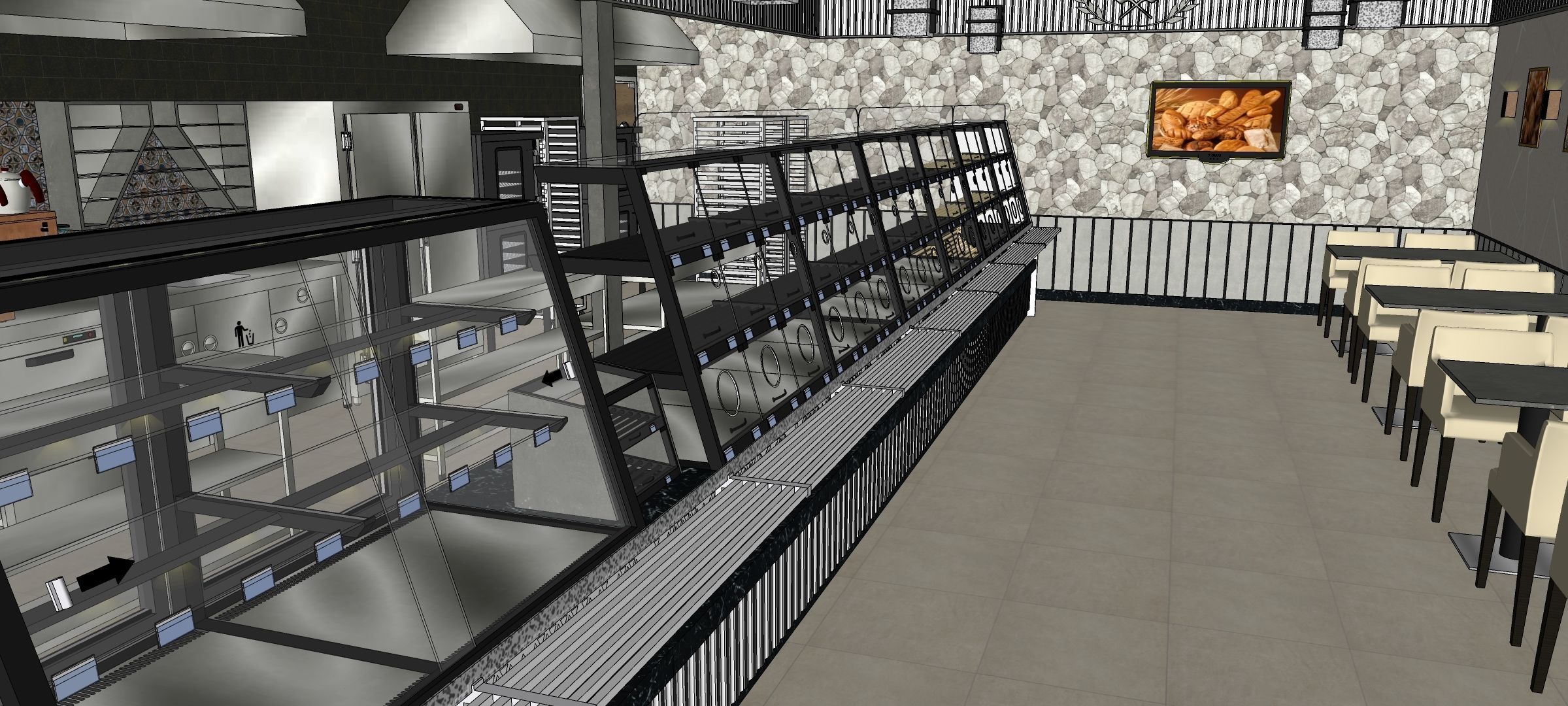 bakery pastry display cases patisserie oven bread shop 3D model | CGTrader