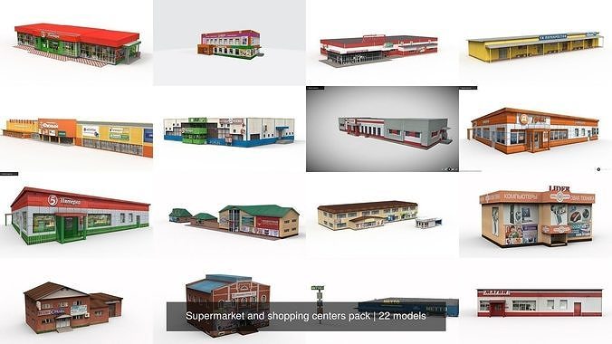 Supermarket and shopping centers pack 3D Model Collection | CGTrader
