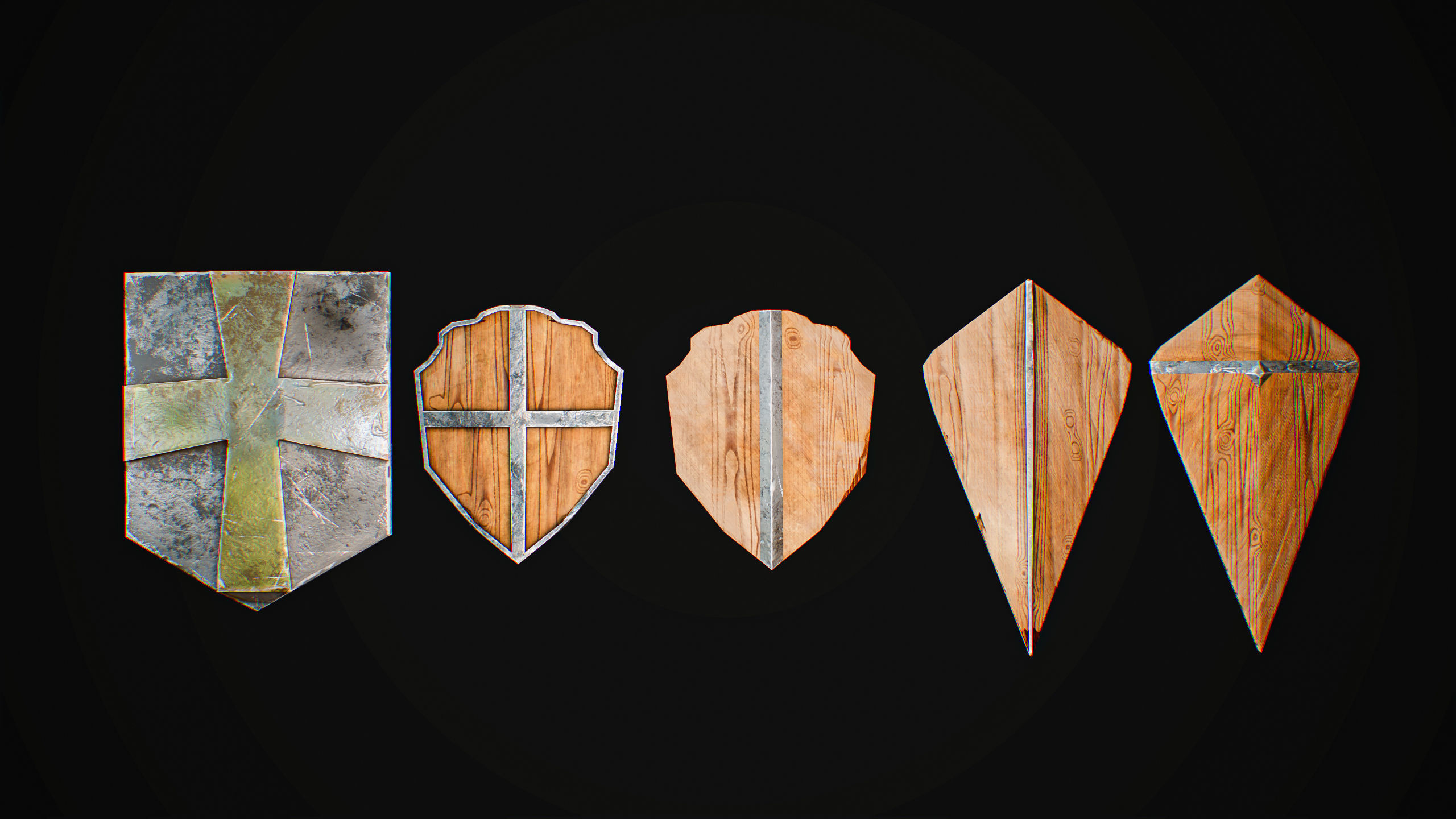 3D model 5 Shield Models vol 6 VR / AR / low-poly | CGTrader