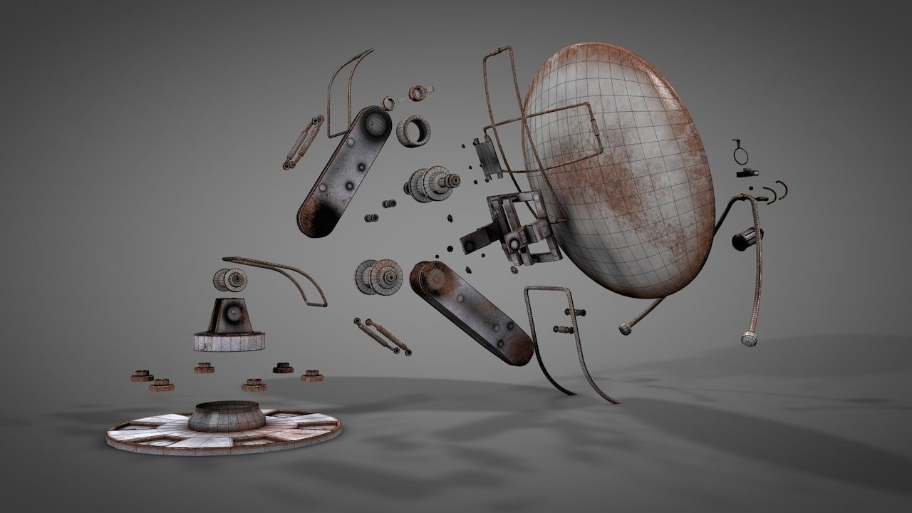 3D model Satellite Antenna with User Data Controls VR / AR / low-poly ...