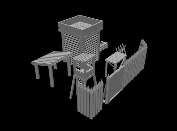 MEDIEVAL WOODEN TERRAIN KIT 3D model 3D printable | CGTrader