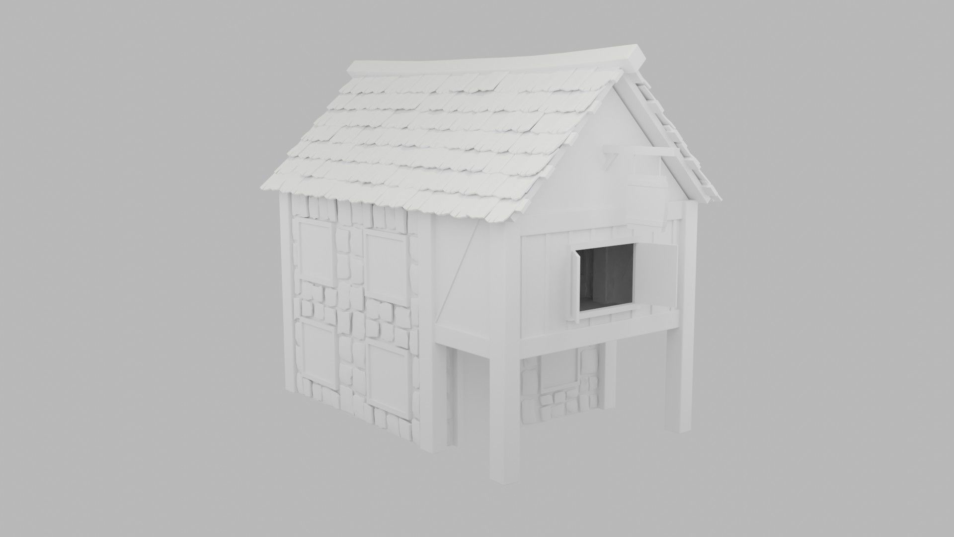 Lowpoly medieval tavern building free 3D model | CGTrader