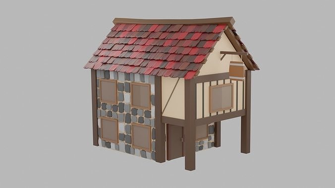 Lowpoly medieval tavern building free 3D model | CGTrader