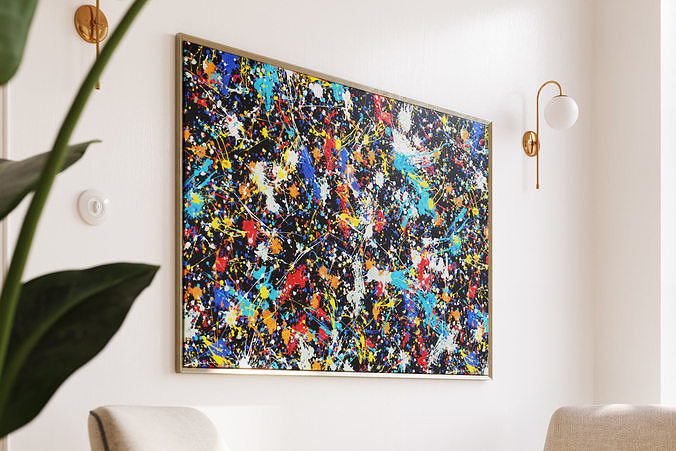 Large abstract painting in a frame 3D model | CGTrader
