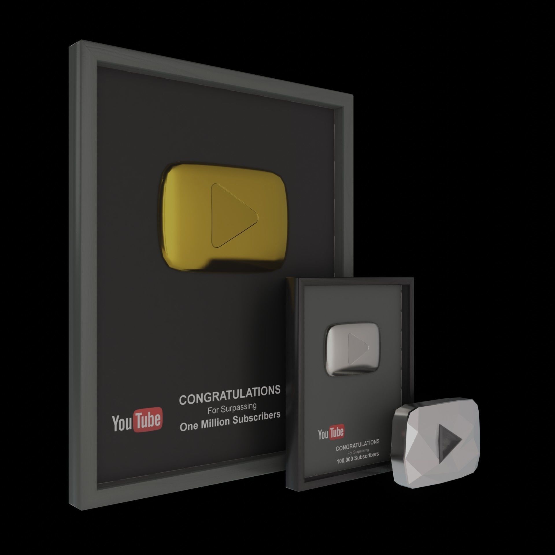 YouTube Play Buttons old 3D model | CGTrader
