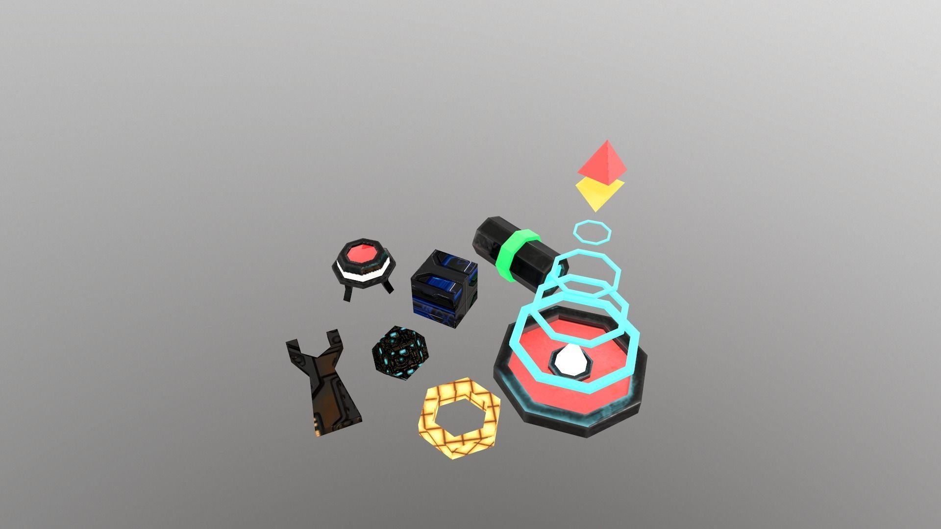 Low Poly Sci-Fi Items free VR / AR / low-poly 3D model | CGTrader