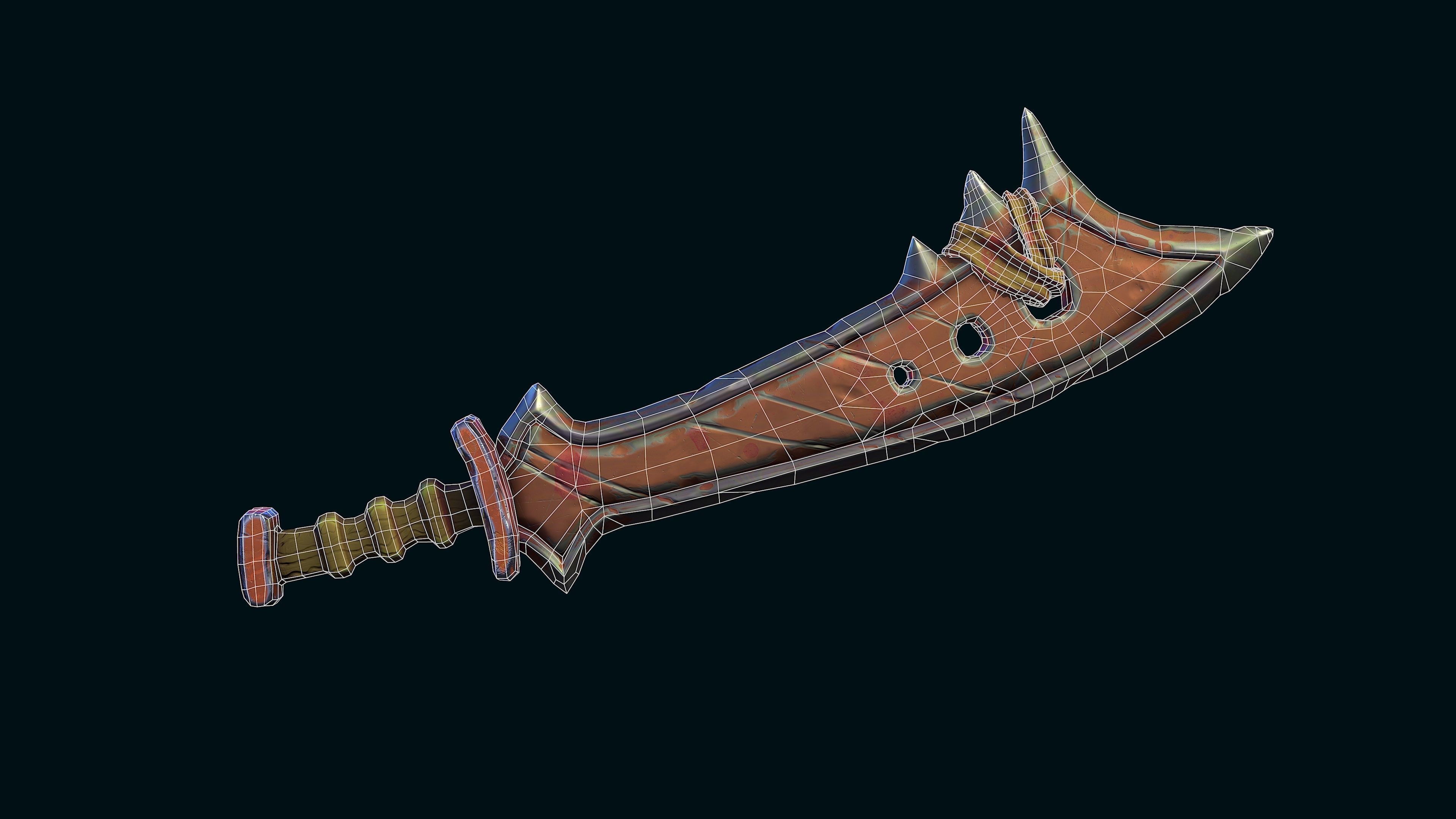 3D model Stylized Lizard Sword PBR low-poly PBR-SPEC-GLOSS VR / AR ...