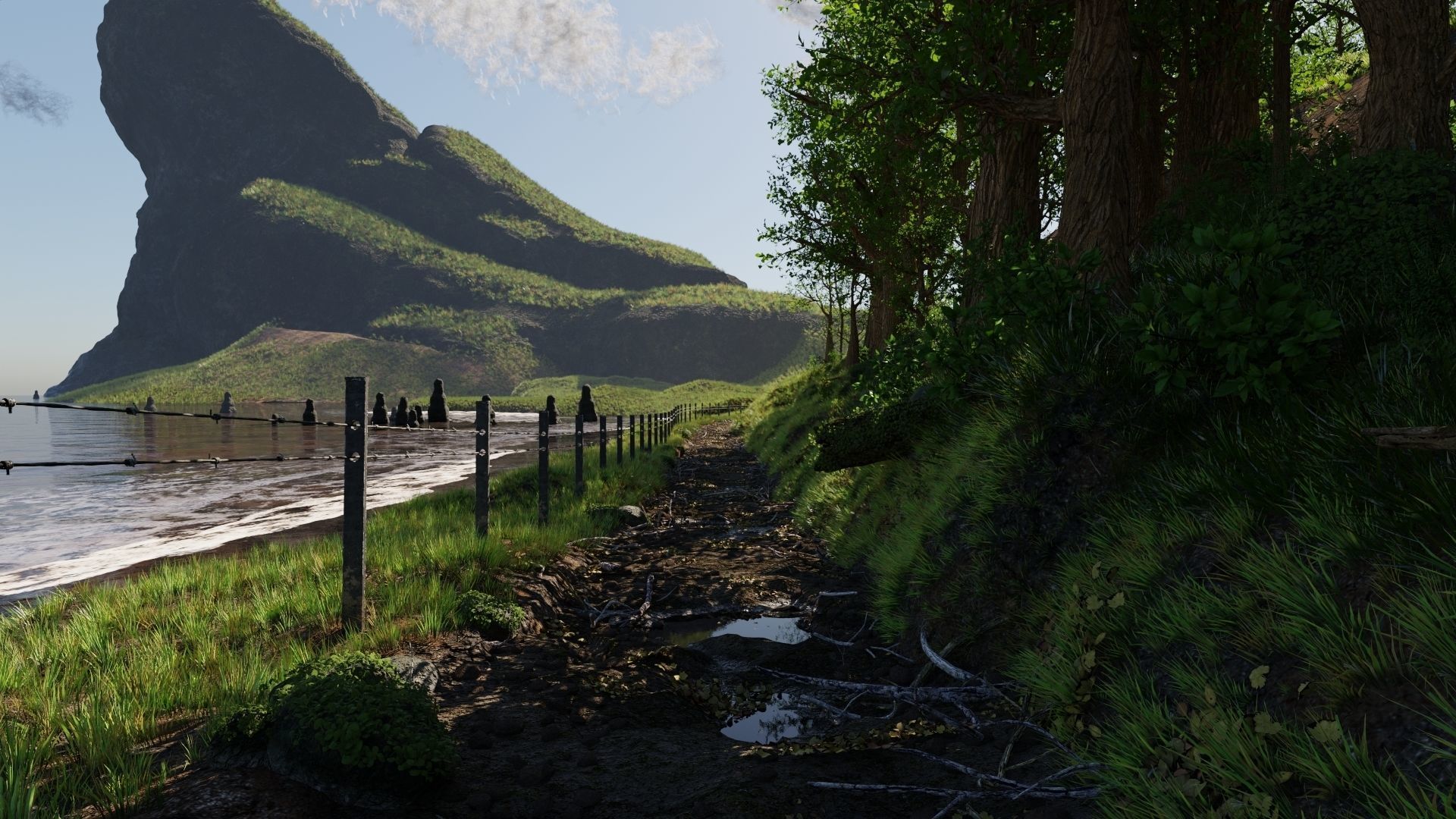 Path Near Ocean Scene 3D model animated | CGTrader